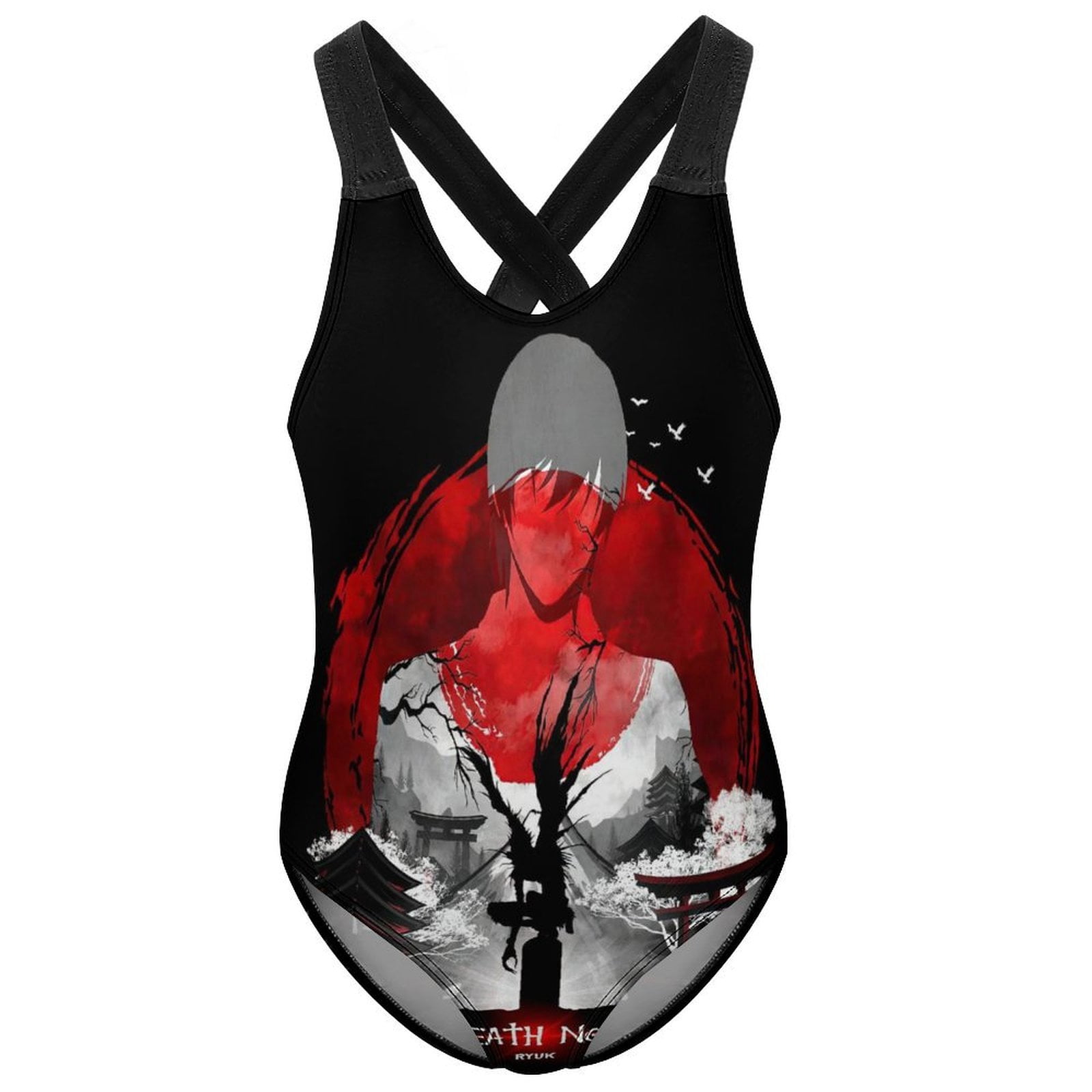 Girls Death N0-te One Piece Swimsuits Bathing Suits Cross Back Swimwear ...