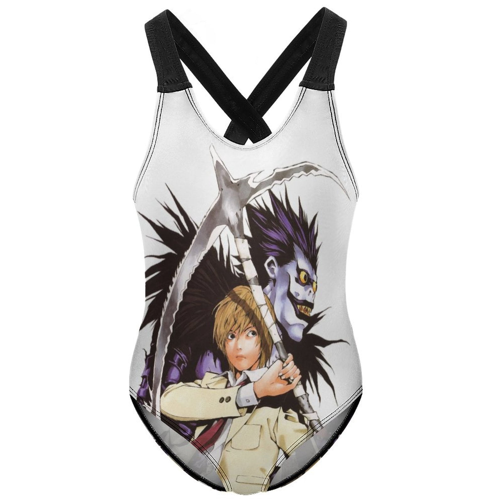 Girls Death N0-te One Piece Swimsuits Bathing Suits Cross Back Swimwear ...