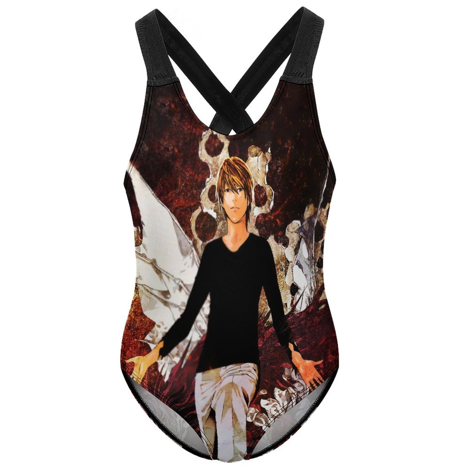 Girls Death N0-te One Piece Swimsuits Bathing Suits Cross Back Swimwear ...