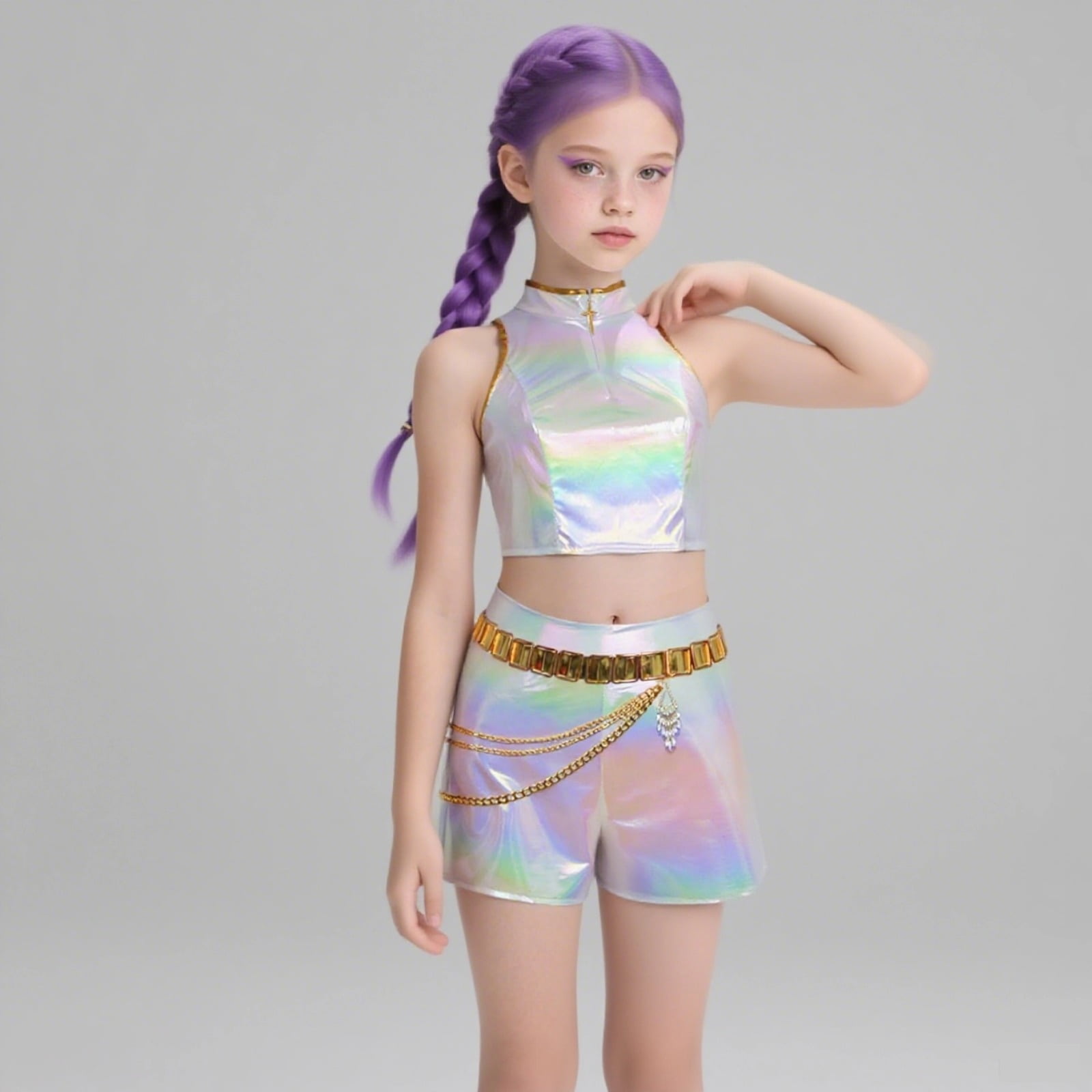 Girls Demon Cstume Hunters Pop Stars Kids Skirt Set Takedown Pop Singer ...