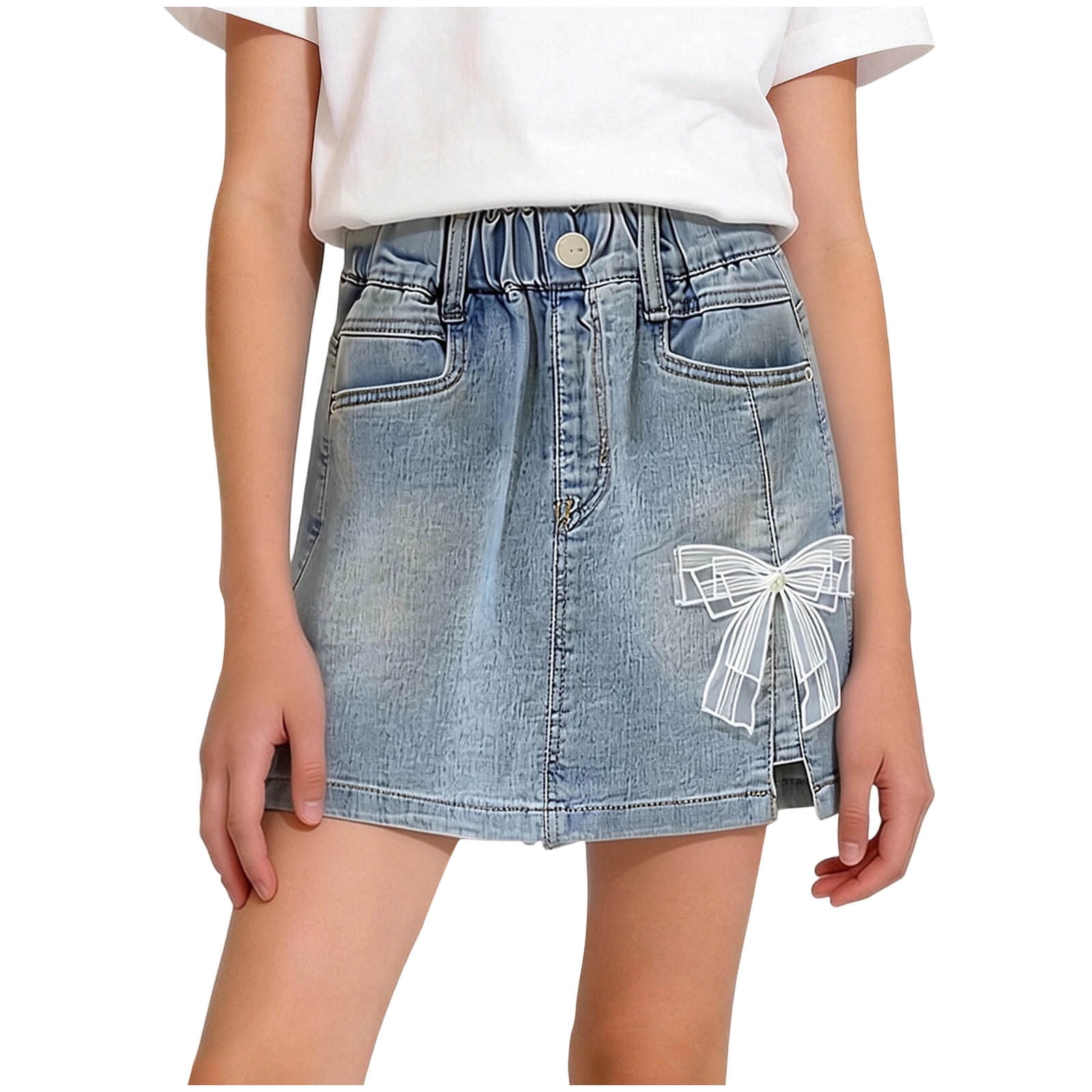 Girls Denim Skirt Shorts - Jean Skort for Girl Washed Casual Loose ...