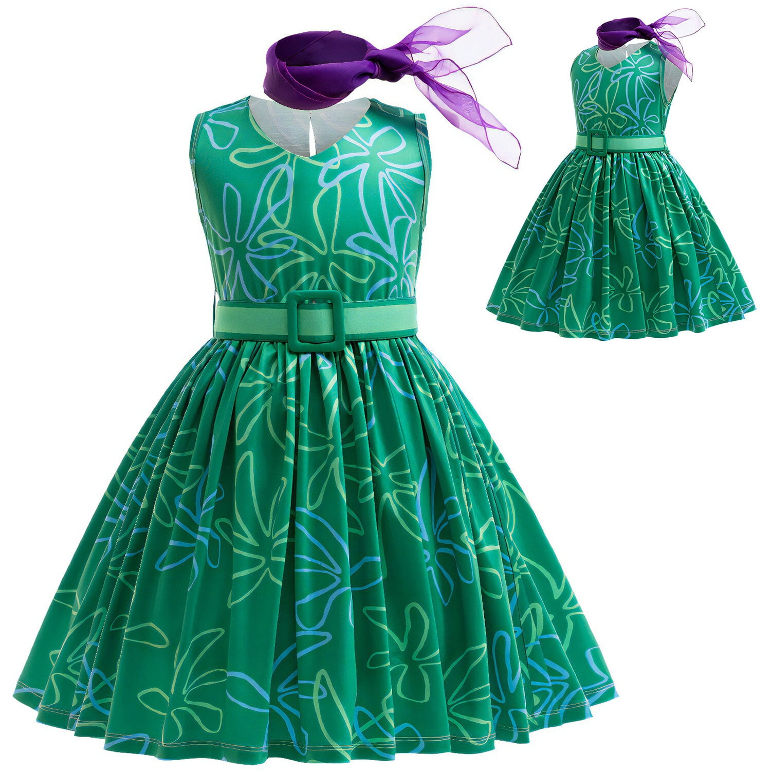 Girls Disgust Costume Joy Cosplay Dress Halloween Emotion Cartoon ...