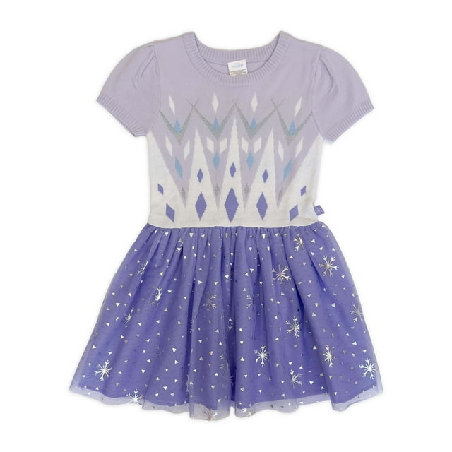 Girls Disney Frozen Elsa Cosplay Short Sleeve Sweater Dress, Sizes 4-12 ...