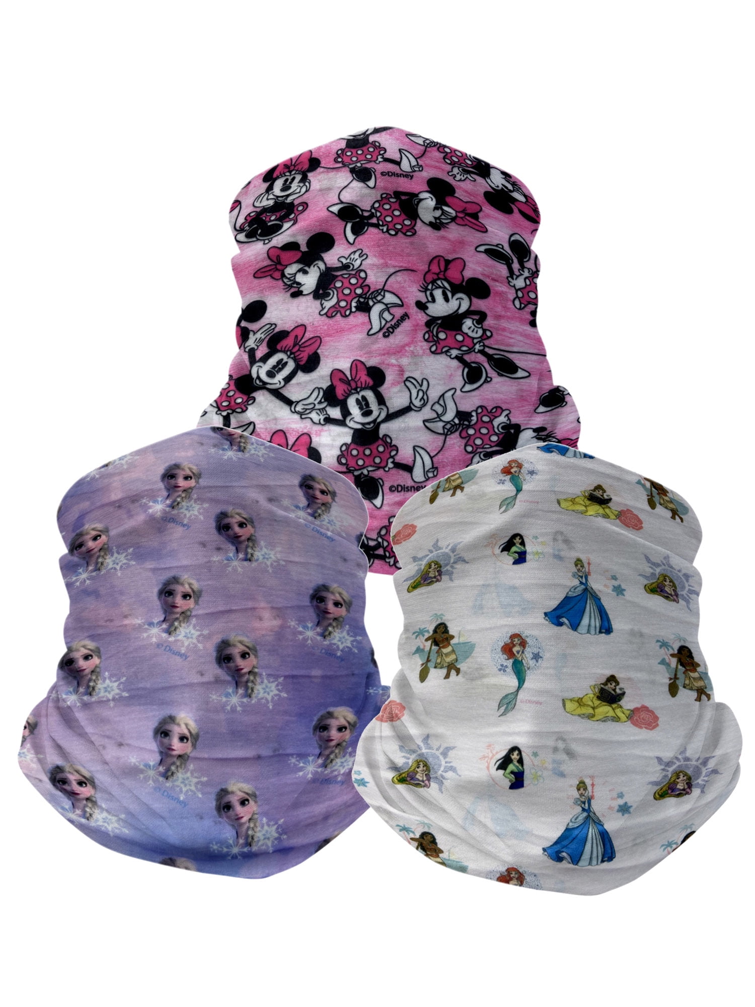 Girls Disney Neck Face Cover 3-Pack Gaiters Minnie Elsa Princesses ...