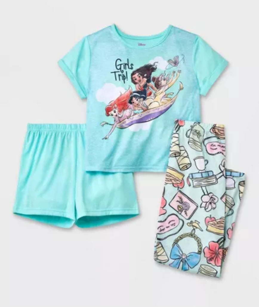 Disney Princess Girls' 3pc Pajama Sleepwear Set - Night Clothes, Blue ...