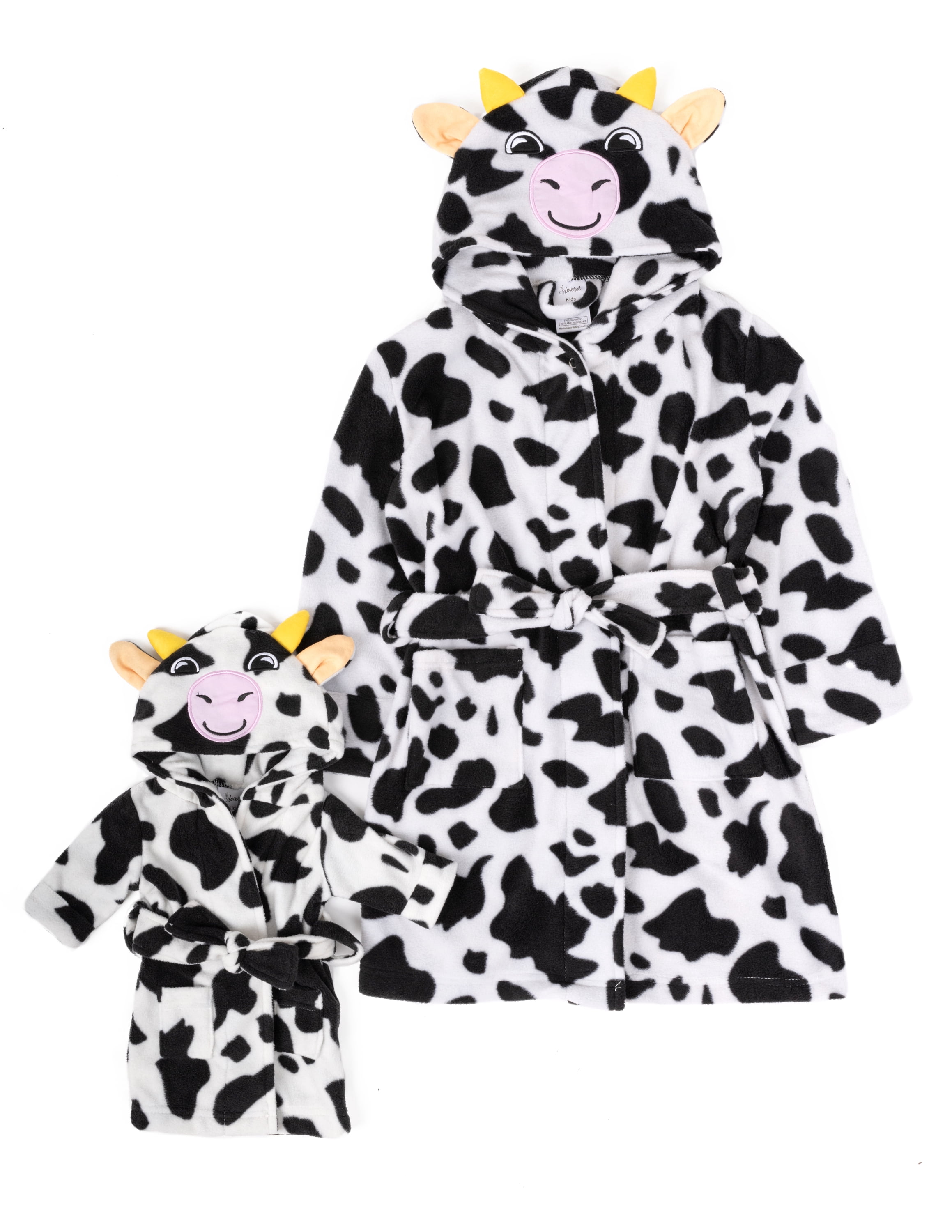 Girls & Doll Fleece Hooded Robe Cow 6 Year - Walmart.com