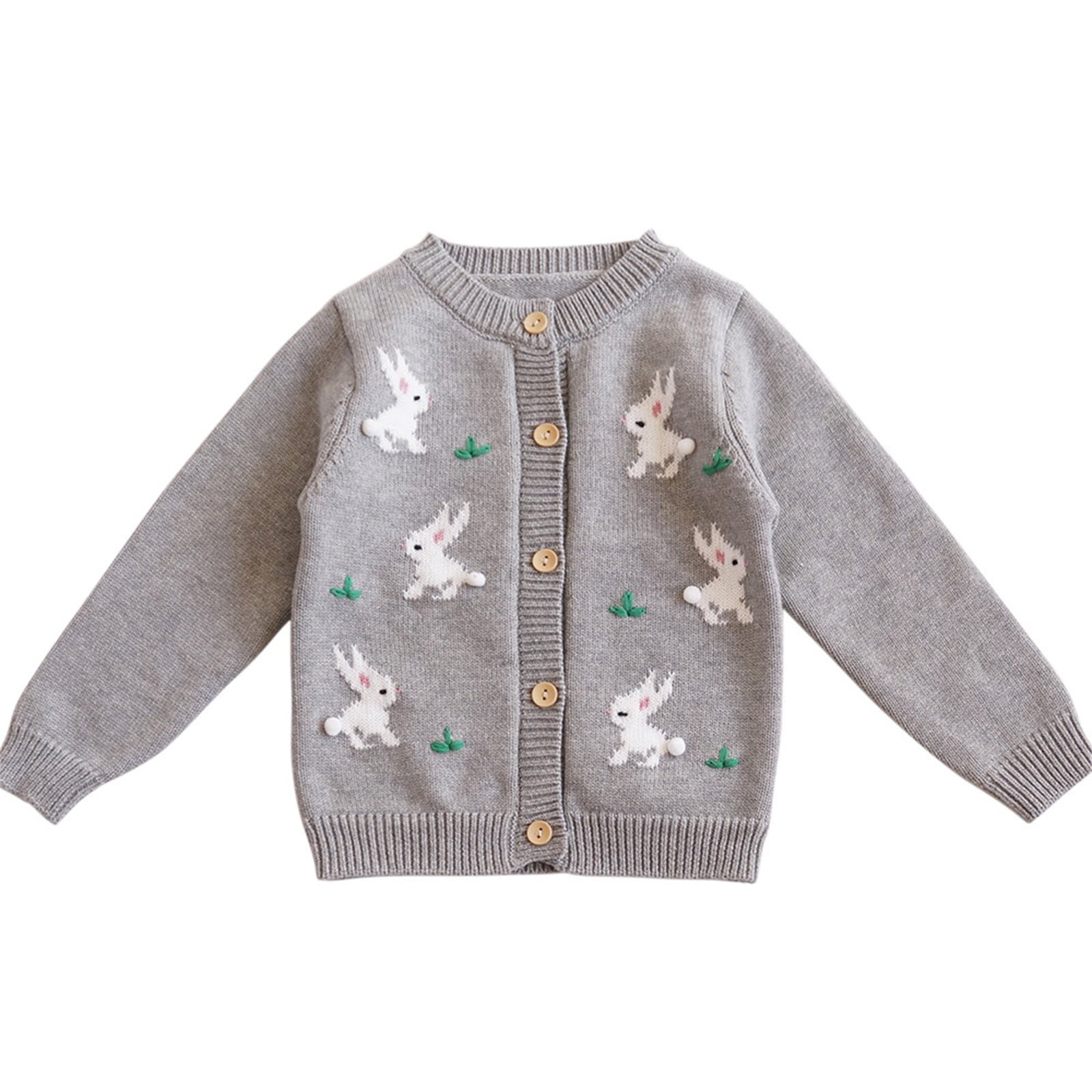 Girls Down Jacket Easter Rabbit Bunny Sweater Top Long Sleeve Crew Neck ...