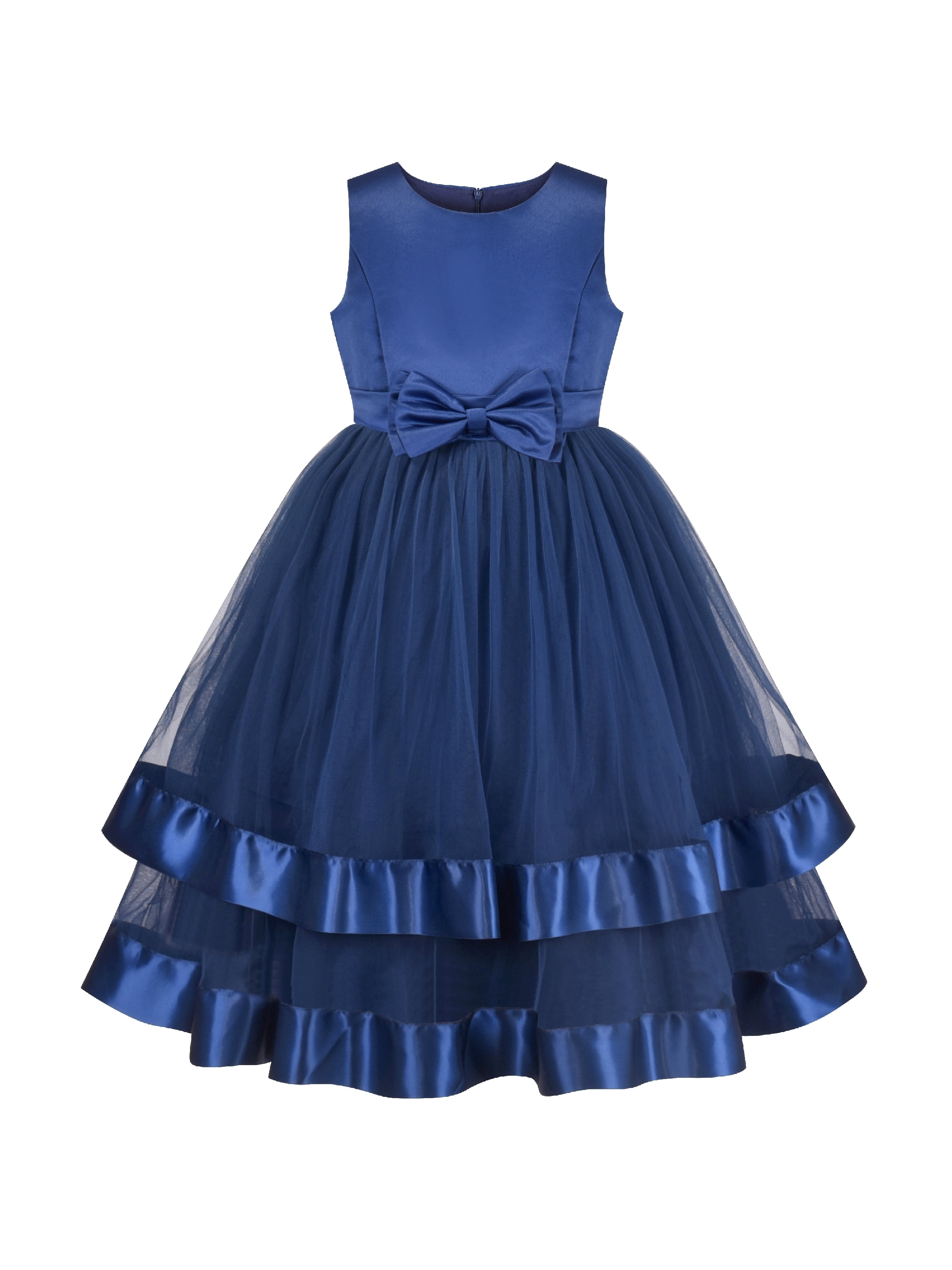 Girls Dress Blue Ball Gown Wedding Party Pageant Formal Sleeveless 12 ...