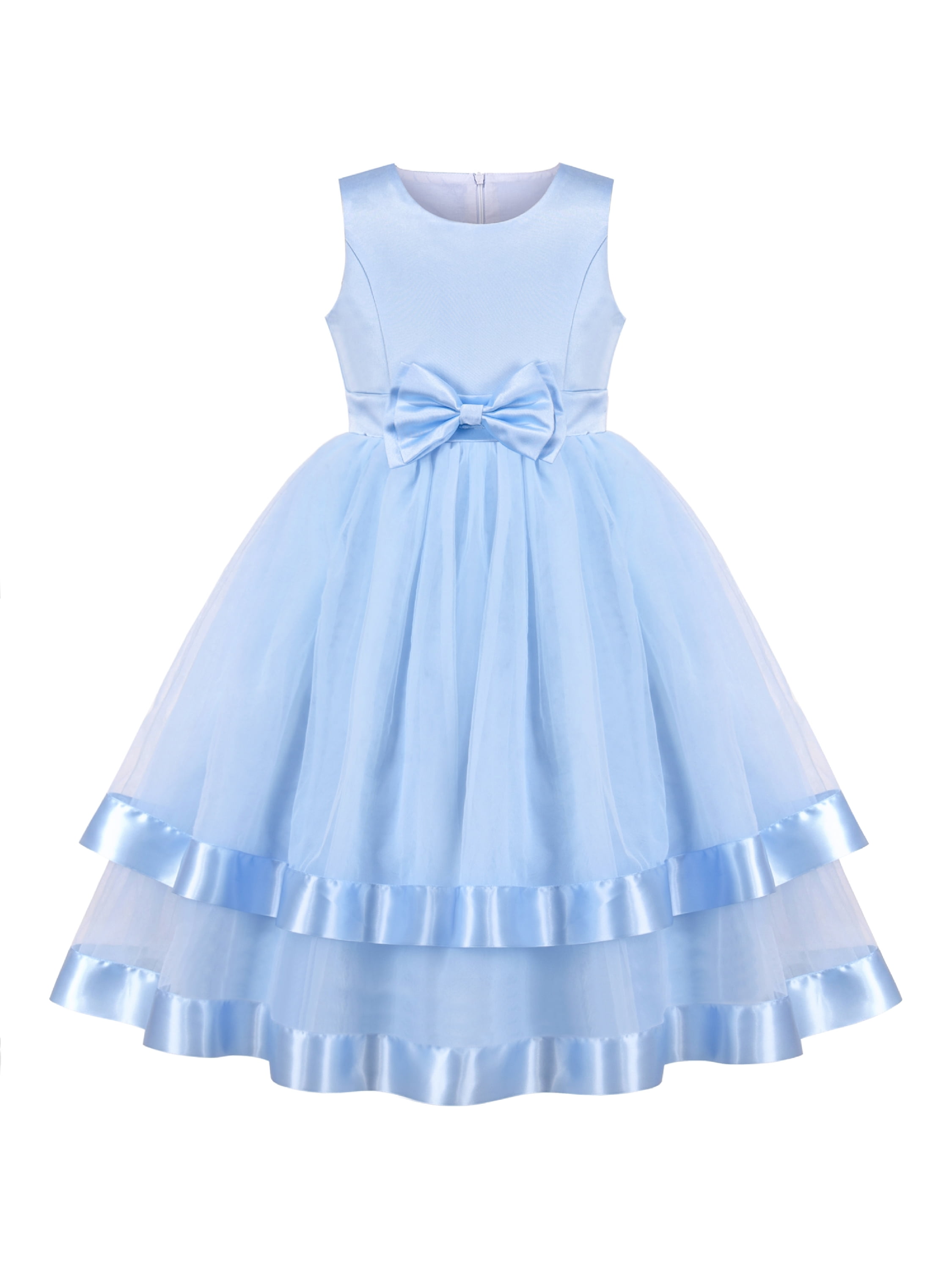 Girls Dress Blue Bow Tie Party Pageant Ball Gown Wedding Princess 12 ...