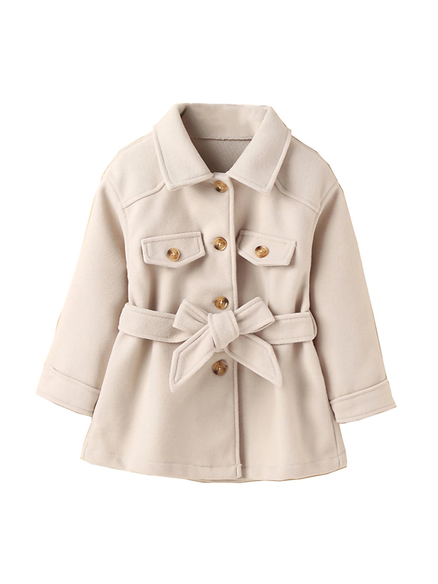 Girls Dress Coat Kids Winter Warm Jacket Long Sleeve Button Trench Coat ...