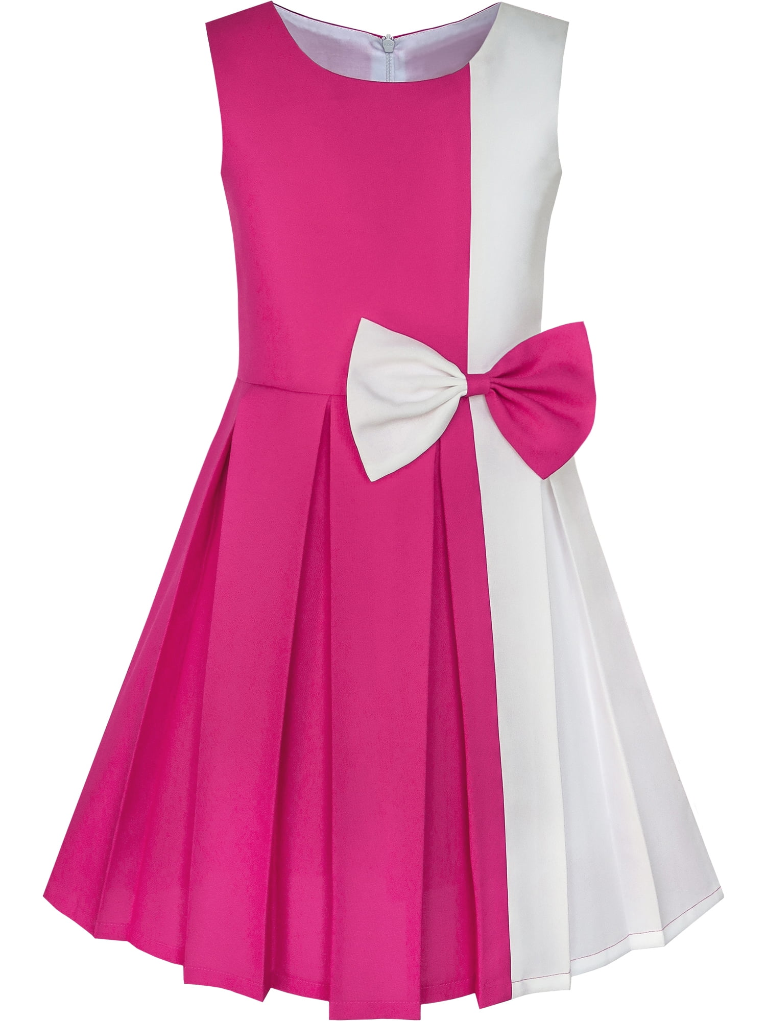 Girls Dress Color Block Contrast Bow Tie Everyday Party 5 - Walmart.com
