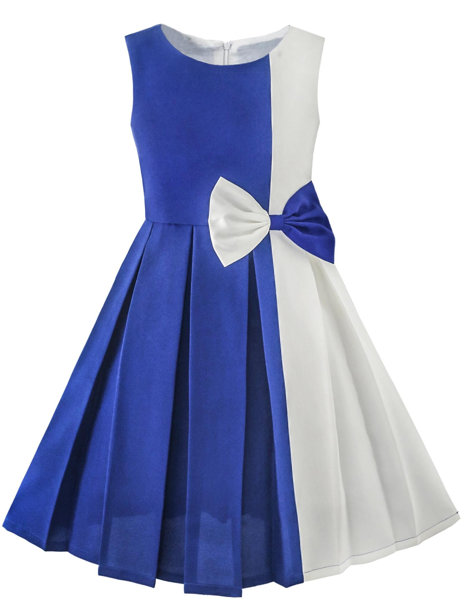 Sunny Fashion Kids Little Girls Dress, Color Block Contrast Bow Tie ...