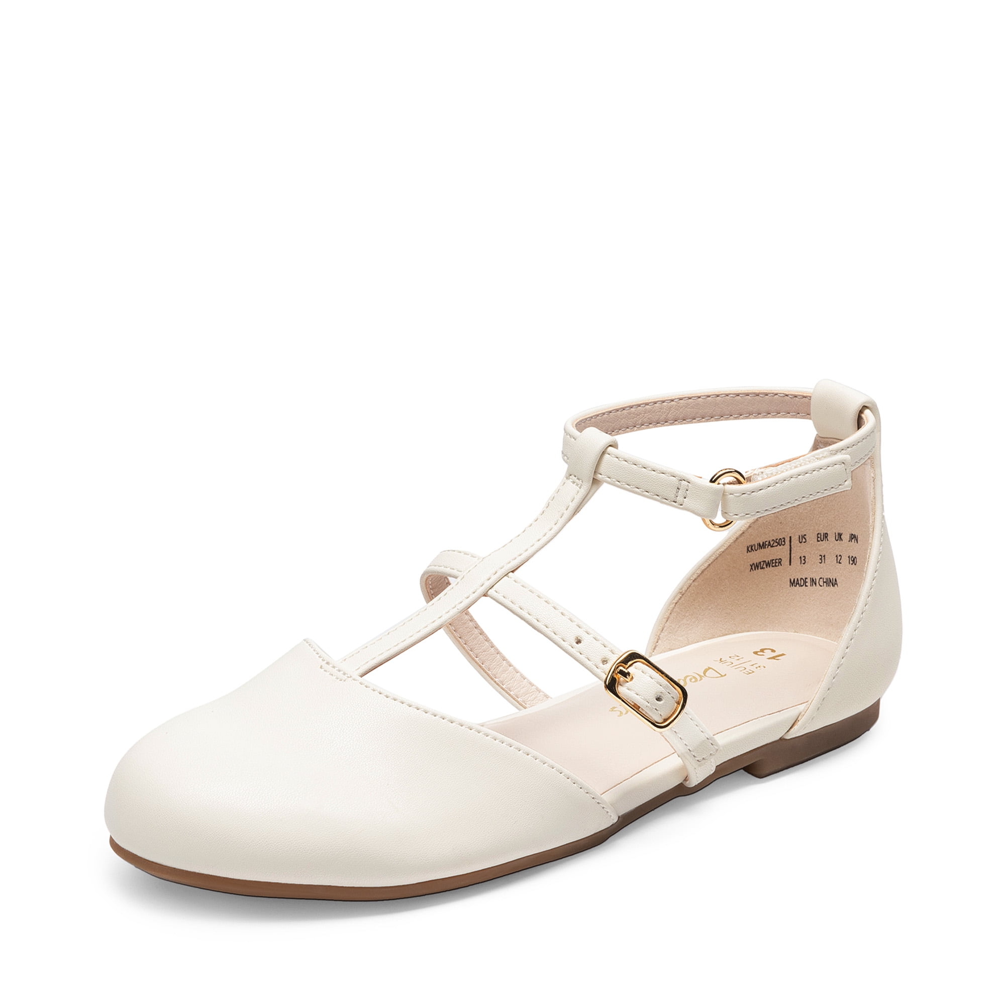 Girls' Dress Flats with Ankle Strap & Cushioned Heel for Casual or ...