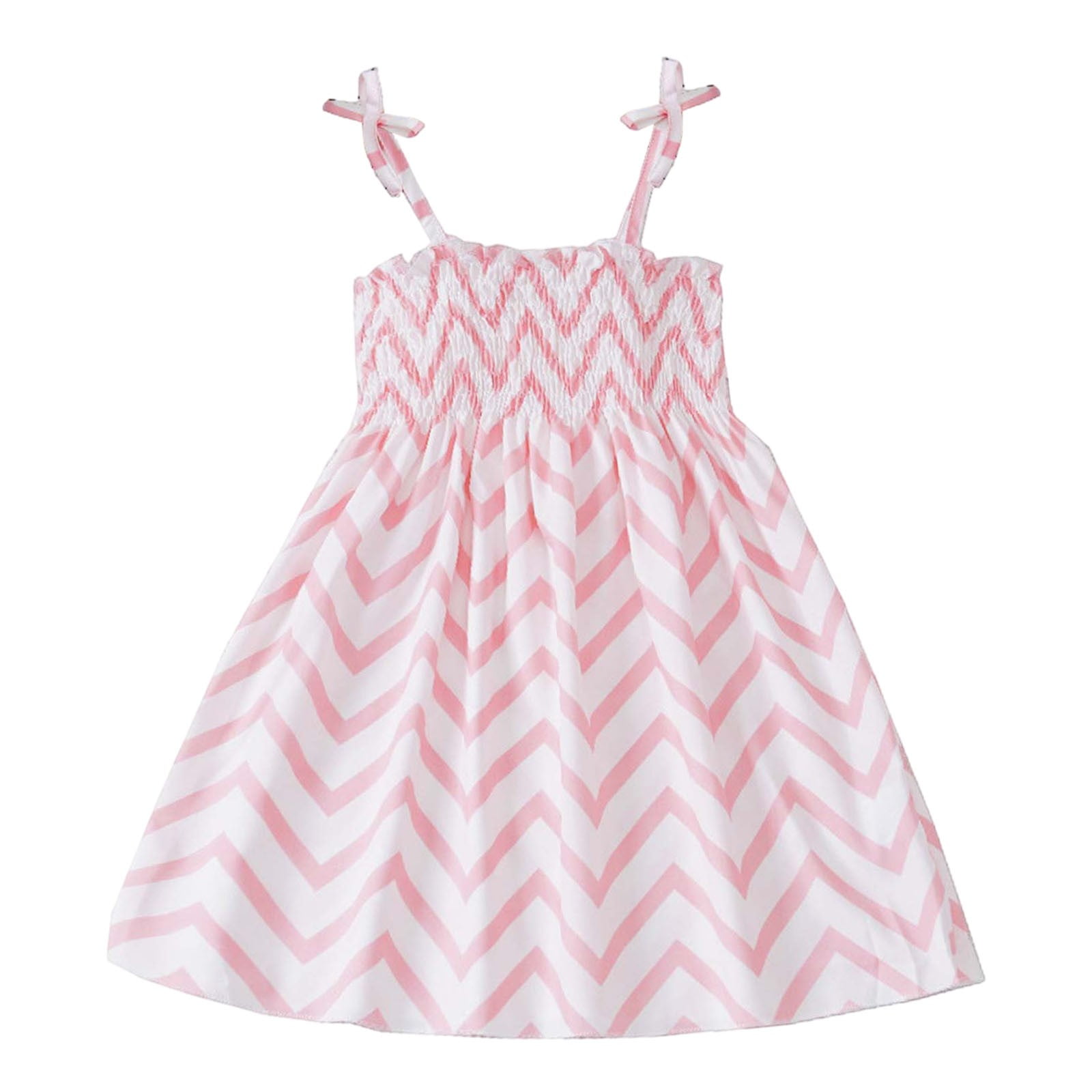 Girls Dress Floral Print Strappy Dress Lightweight With Adjustable Ties ...