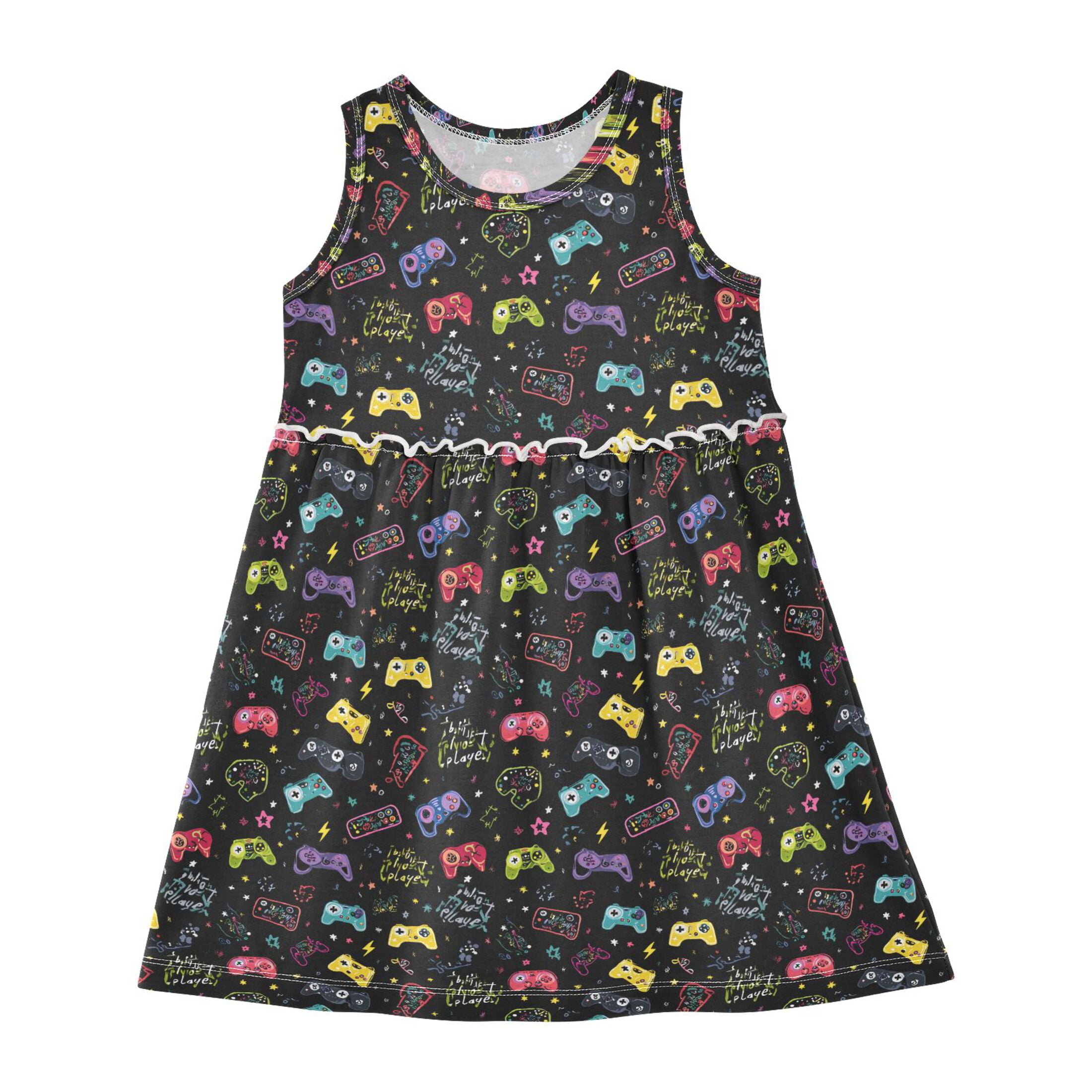 Girls Dress Game Controller Sleeveless Dress for Girls Hem A-Line ...