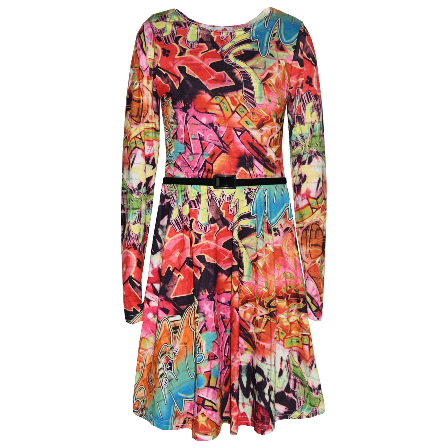 Girls Dress Kids Comic Graffiti Print Swing Midi Skater Dresses Top 7 ...