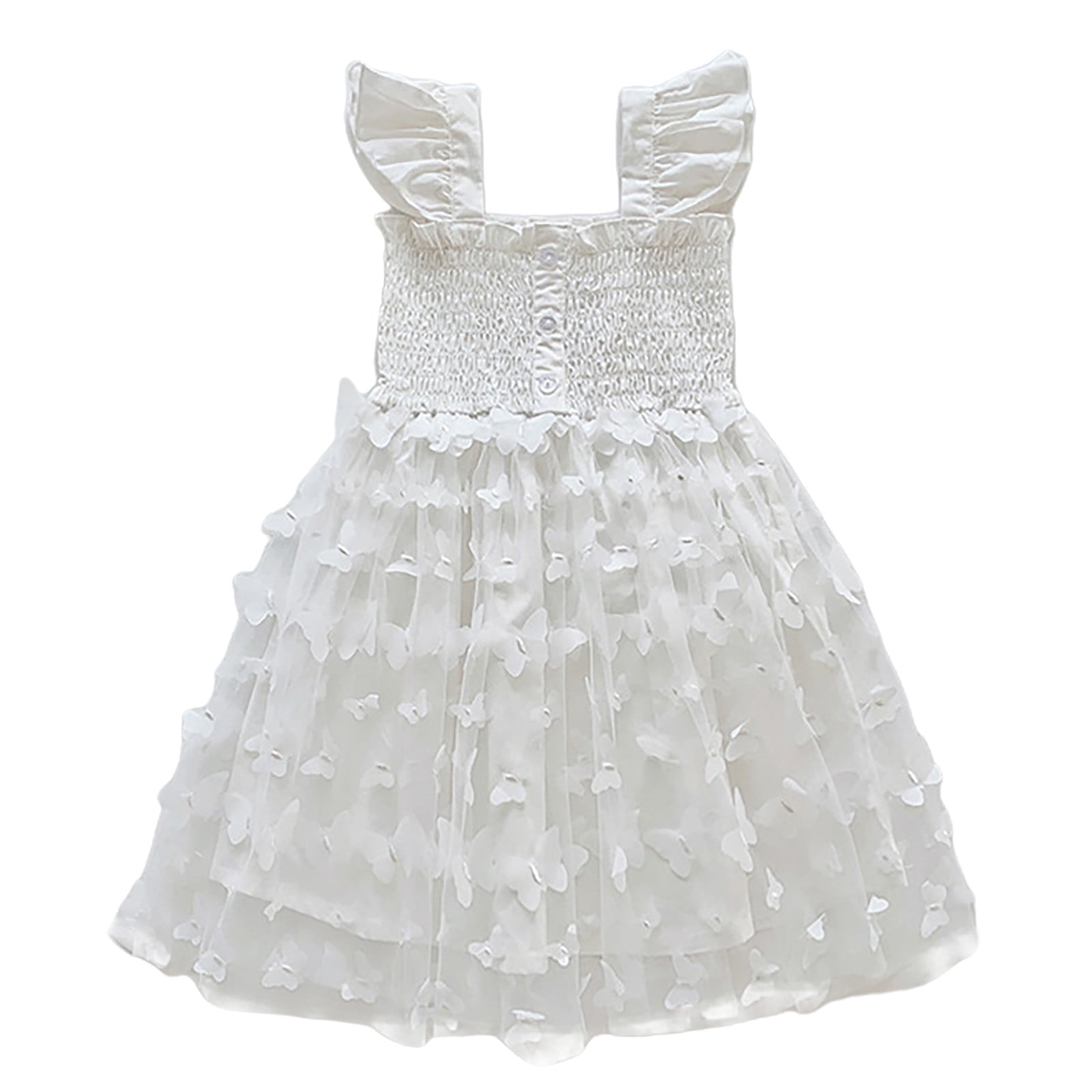 Girls Dress Kids Summer Flying Sleeve Mesh Butterfly Mesh Dresses Baby ...