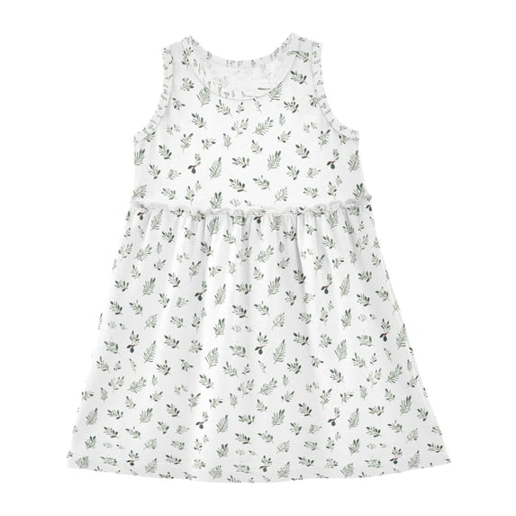 Girls Dress Leaves Sleeveless Dress for Girls Hem A-Line Casual ...