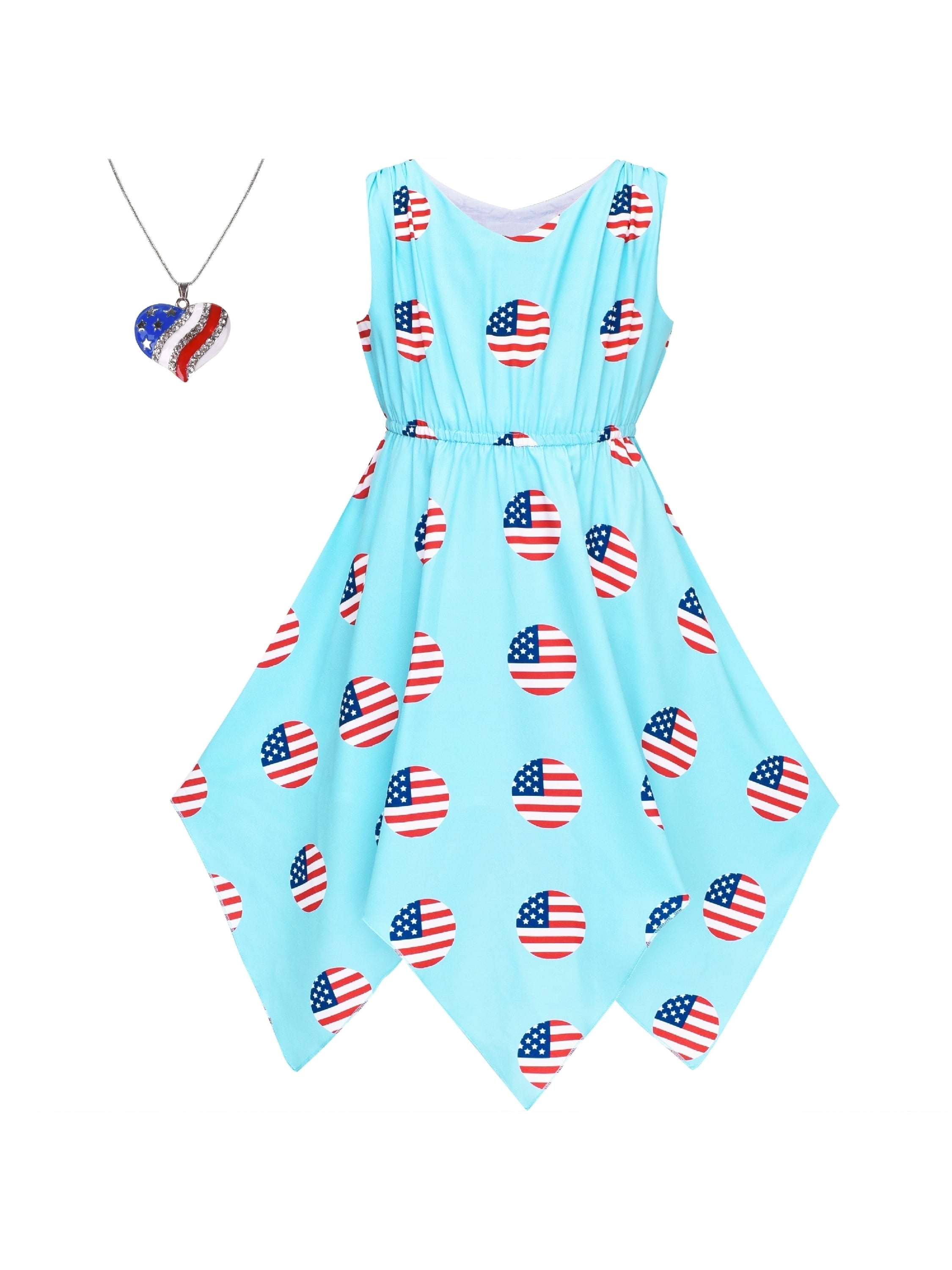 Girls Dress National Day Heart Princess Sleeveless Hankey Hem 14 Years ...