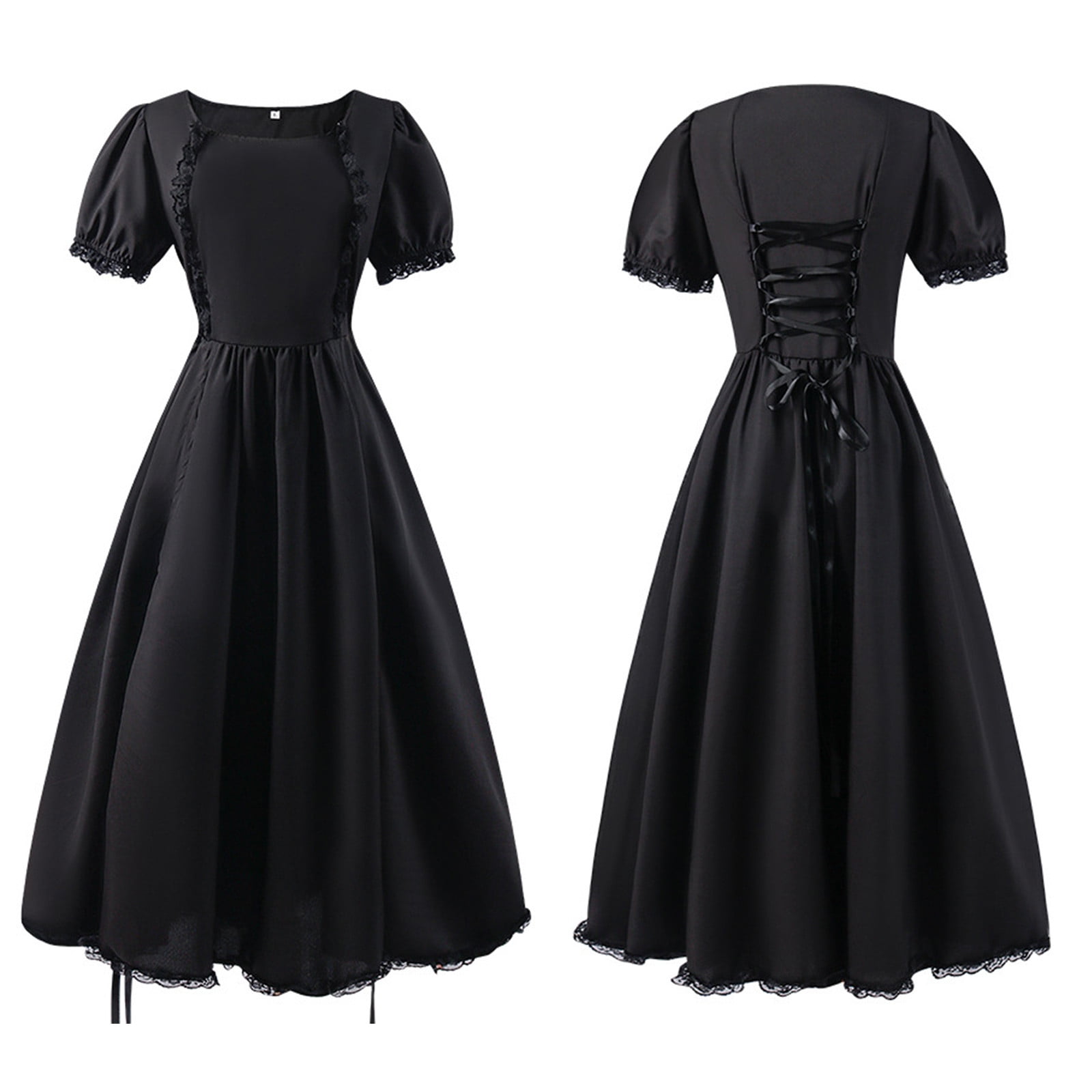 Girls Dress Regency Classical Ruffled Puff Short Sleeve High Waist Gown ...