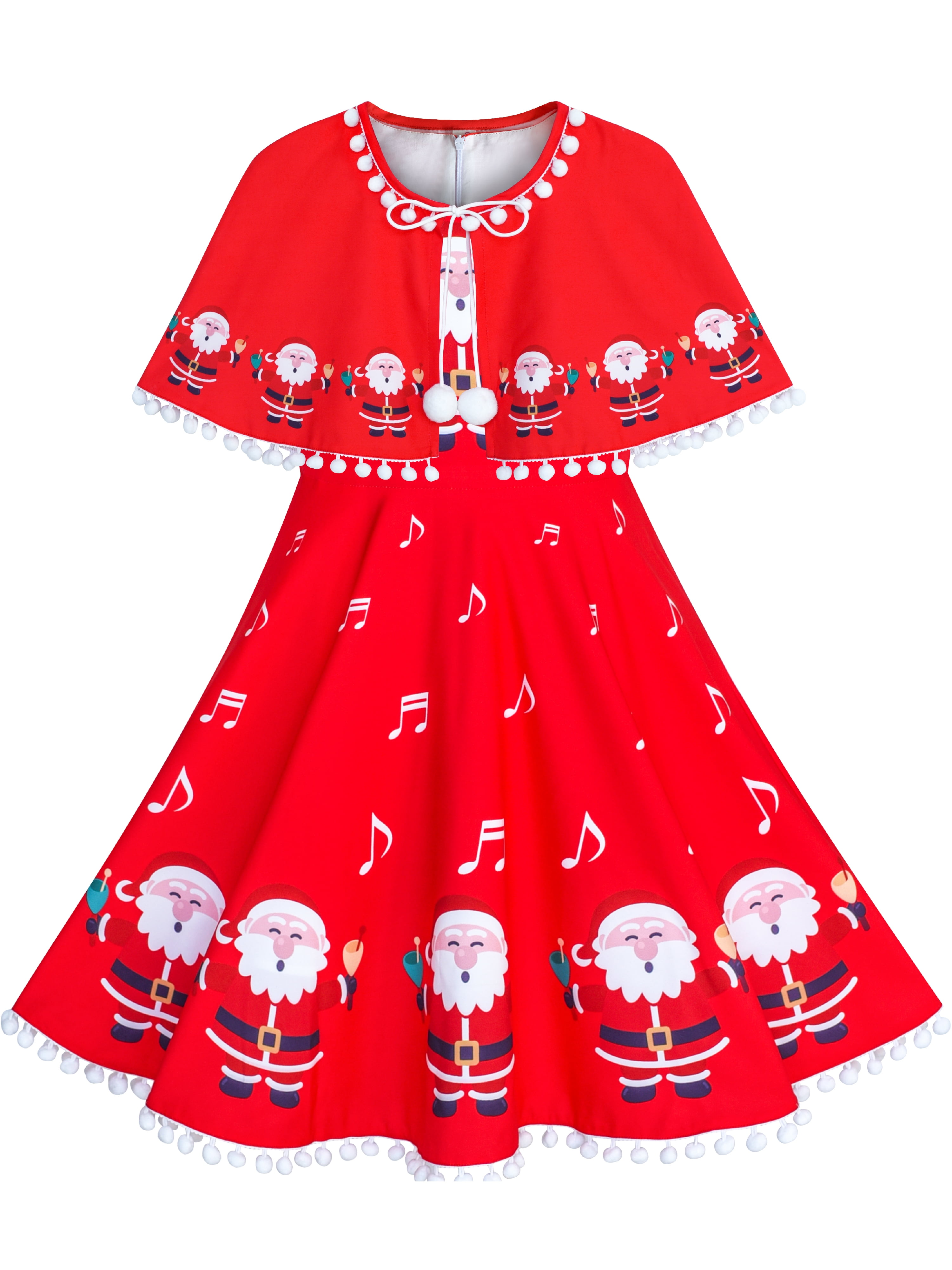 Girls Dress Santa Red Cape Cloak Christmas New Year 12 Years - Walmart.com