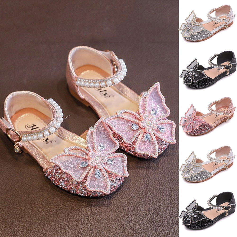 Girls Dress Shoes Big Bow Mary Jane Wedding Flower Bridesmaids Low ...