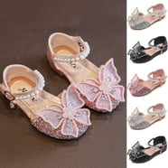 Dyfzdhu Girls Sandals Rhinestone Flower Shoes Low Heel Flower Wedding Party Dress Pump Shoes ...