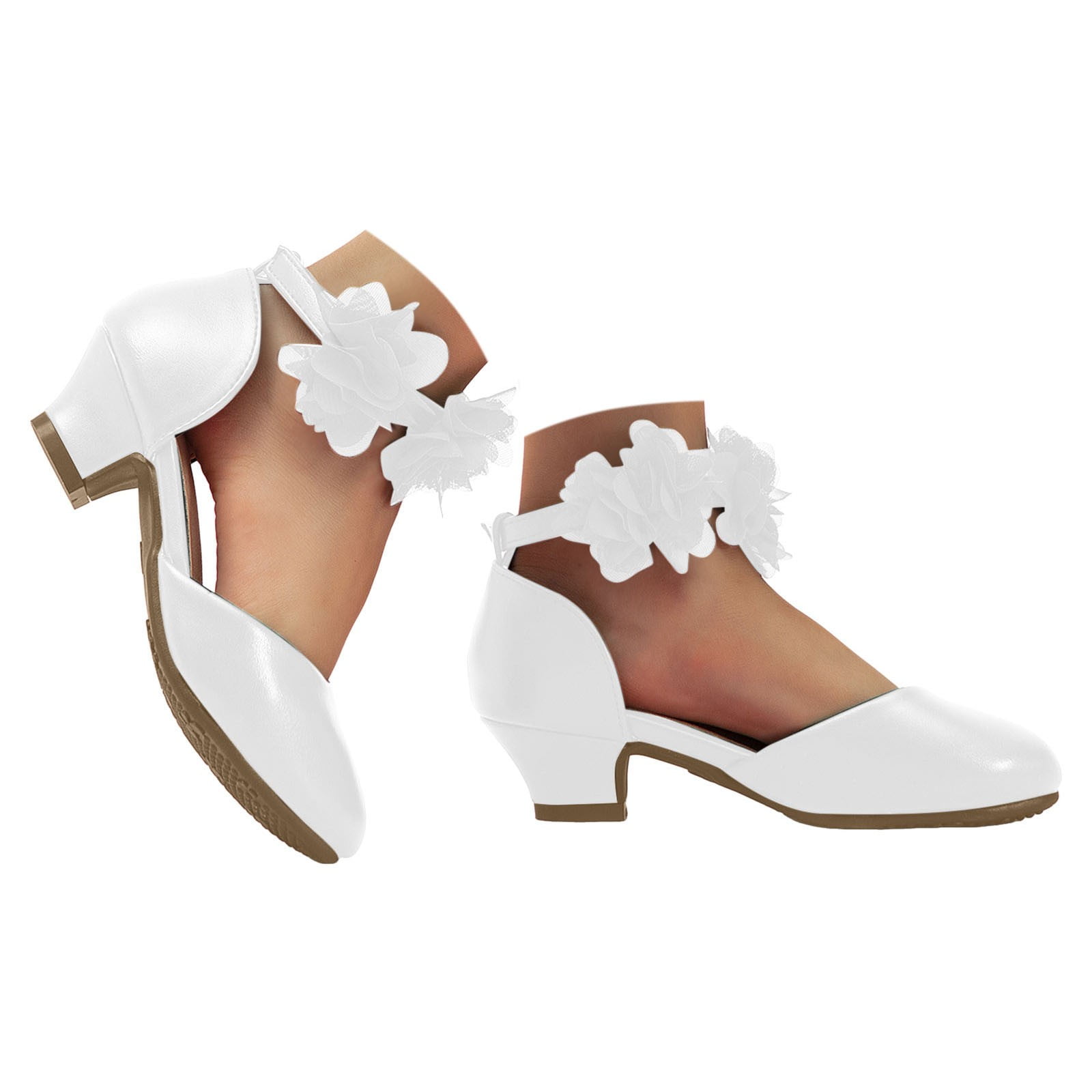 Girls Dress Shoes High Heels Sandals Ankle Strap Kid Mary Jane Wedding ...