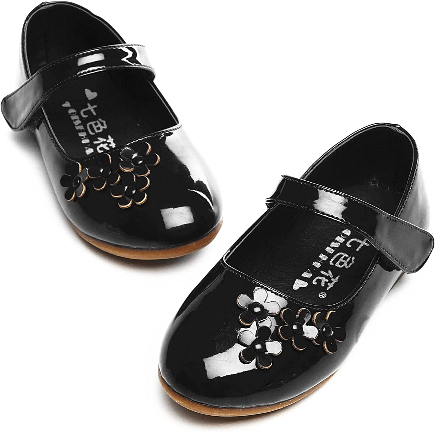 Girls Dress Shoes Mary Jane Flats Princess Flower Shoes Ballet Flats ...