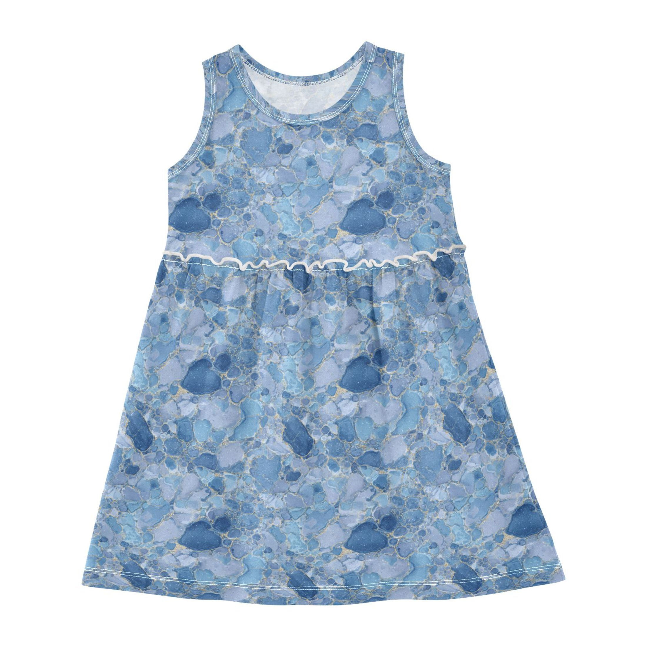 Girls Dress Stone Texture Sleeveless Dress for Girls Hem A-Line Casual ...