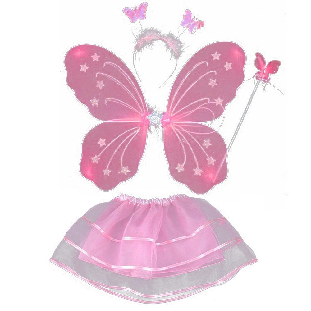 Girls Dress Up Princess Fairy Costume Set with Dress, wing, Wand and ...