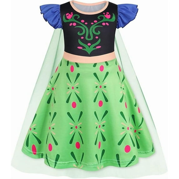 Girls Dress With Cape Princess Christmas Birthday Party Cosplay Costume ...