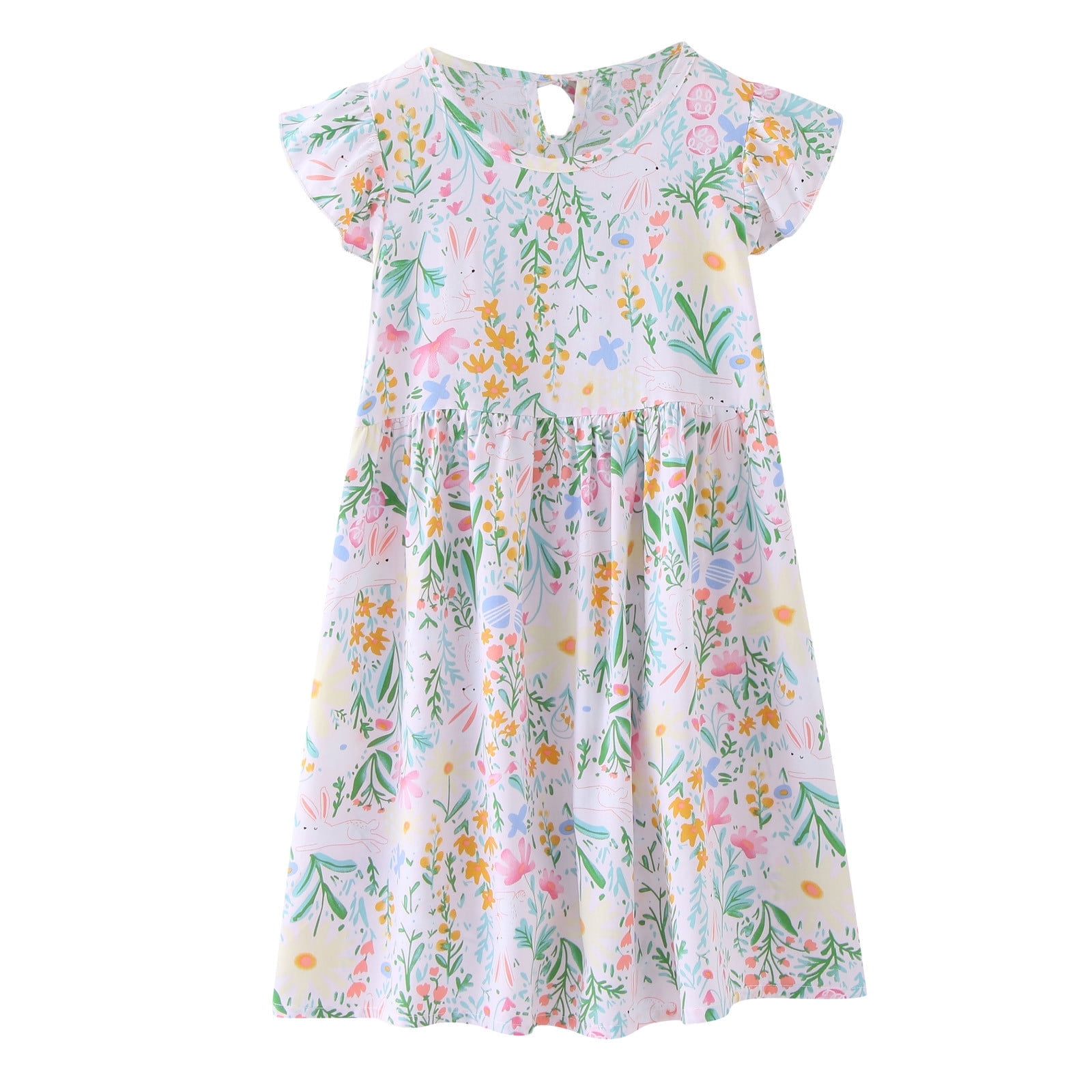 Girls' Dresses 2-3 Years A-Line Kids Summer Flying Sleeve Cartoon ...