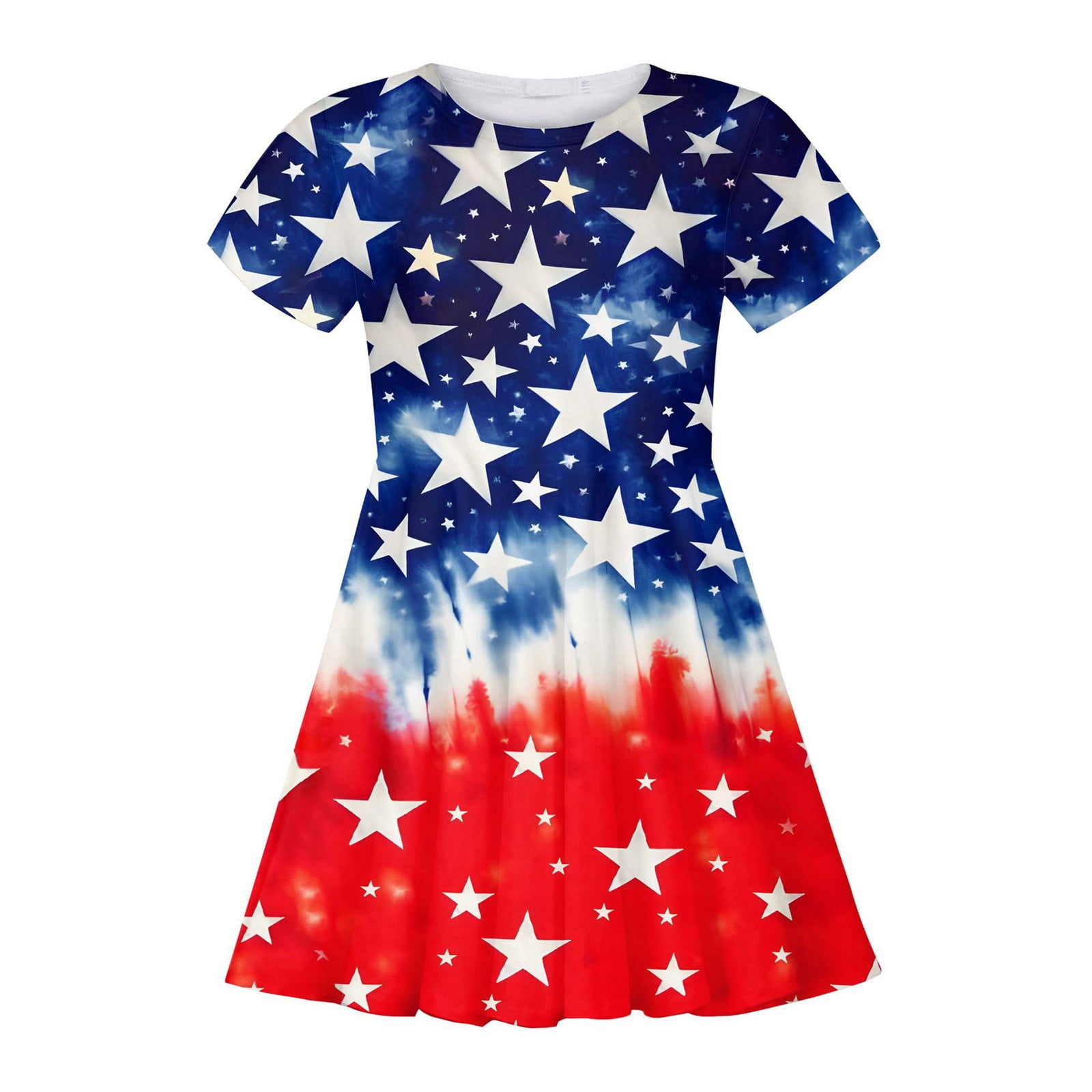 Girls Dresses American Flag Dresses Patriotic Short Sleeve Independence ...