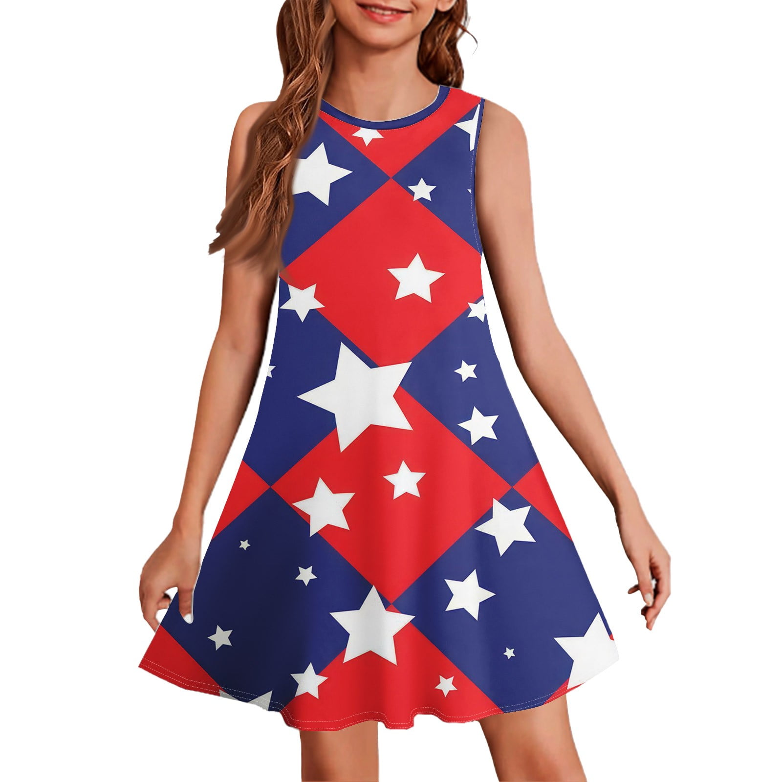 Girls Dresses American Flag Dresses Patriotic Sleeveless Independence ...