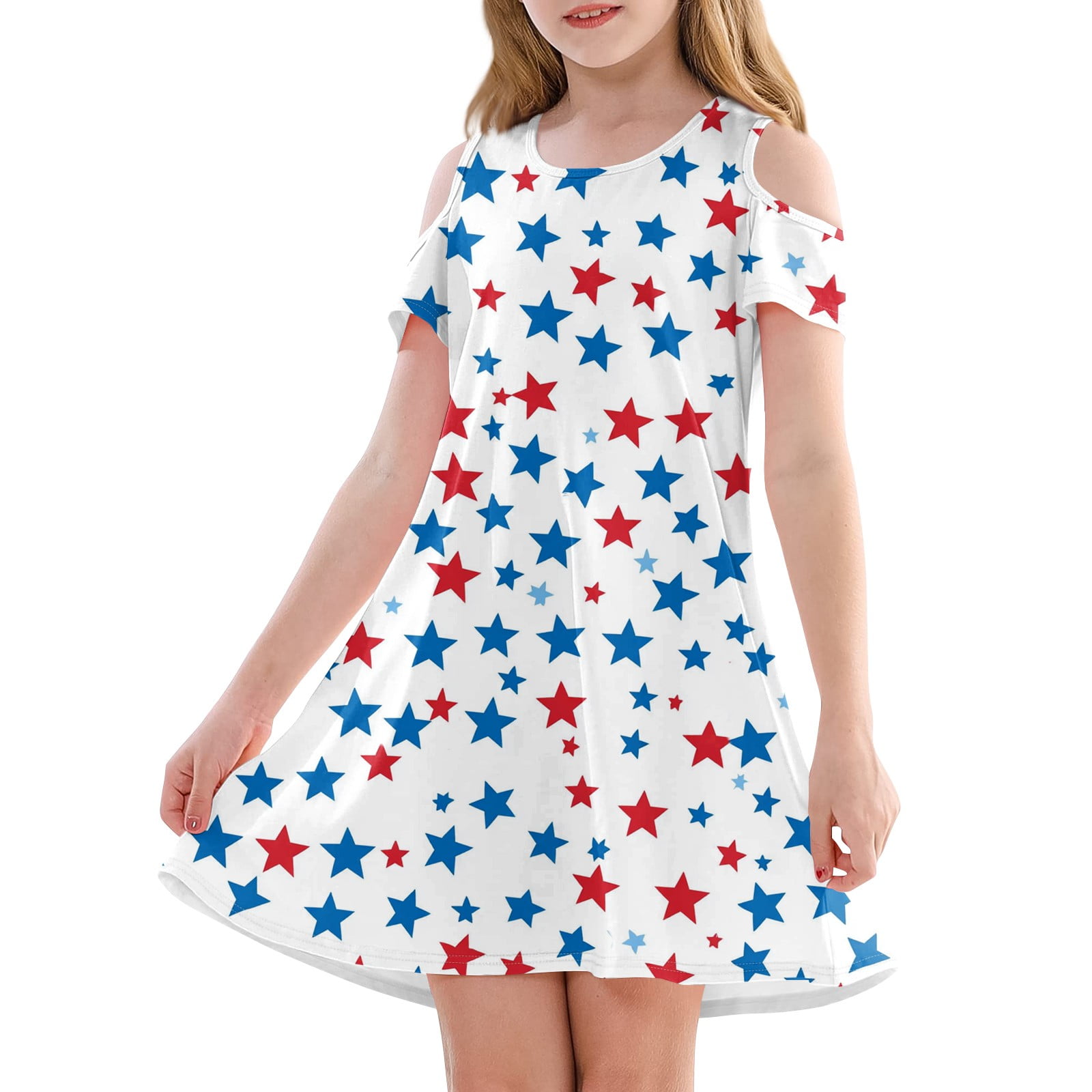 Girls Dresses American Flag Dresses Patriotic Stars Striped Cold ...