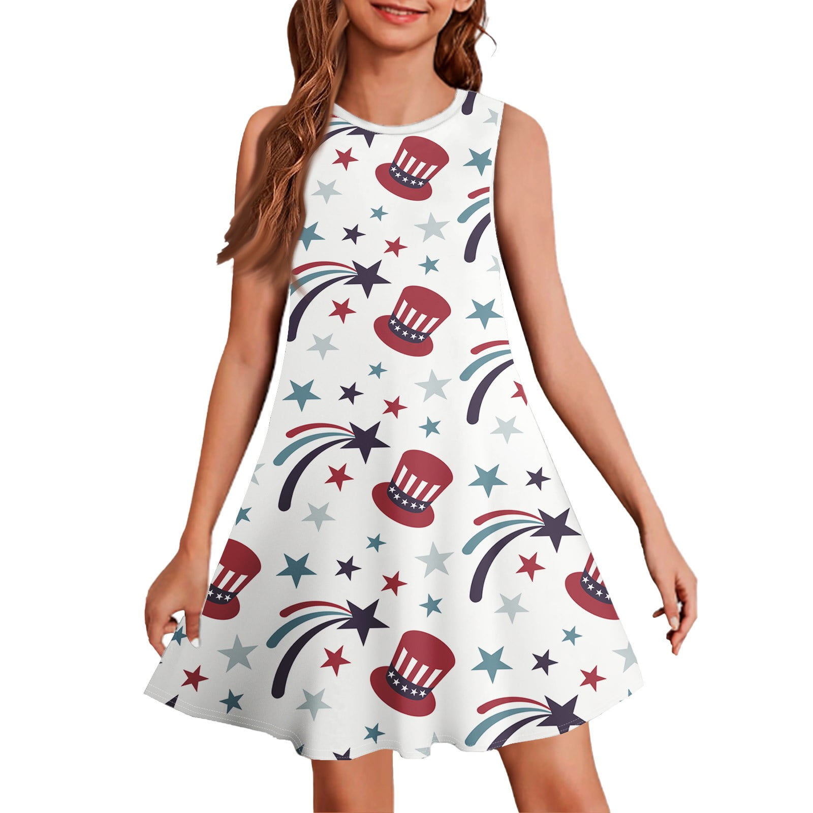 Girls Dresses American Flag Dresses Size 10-12 Sleeveless Independence ...
