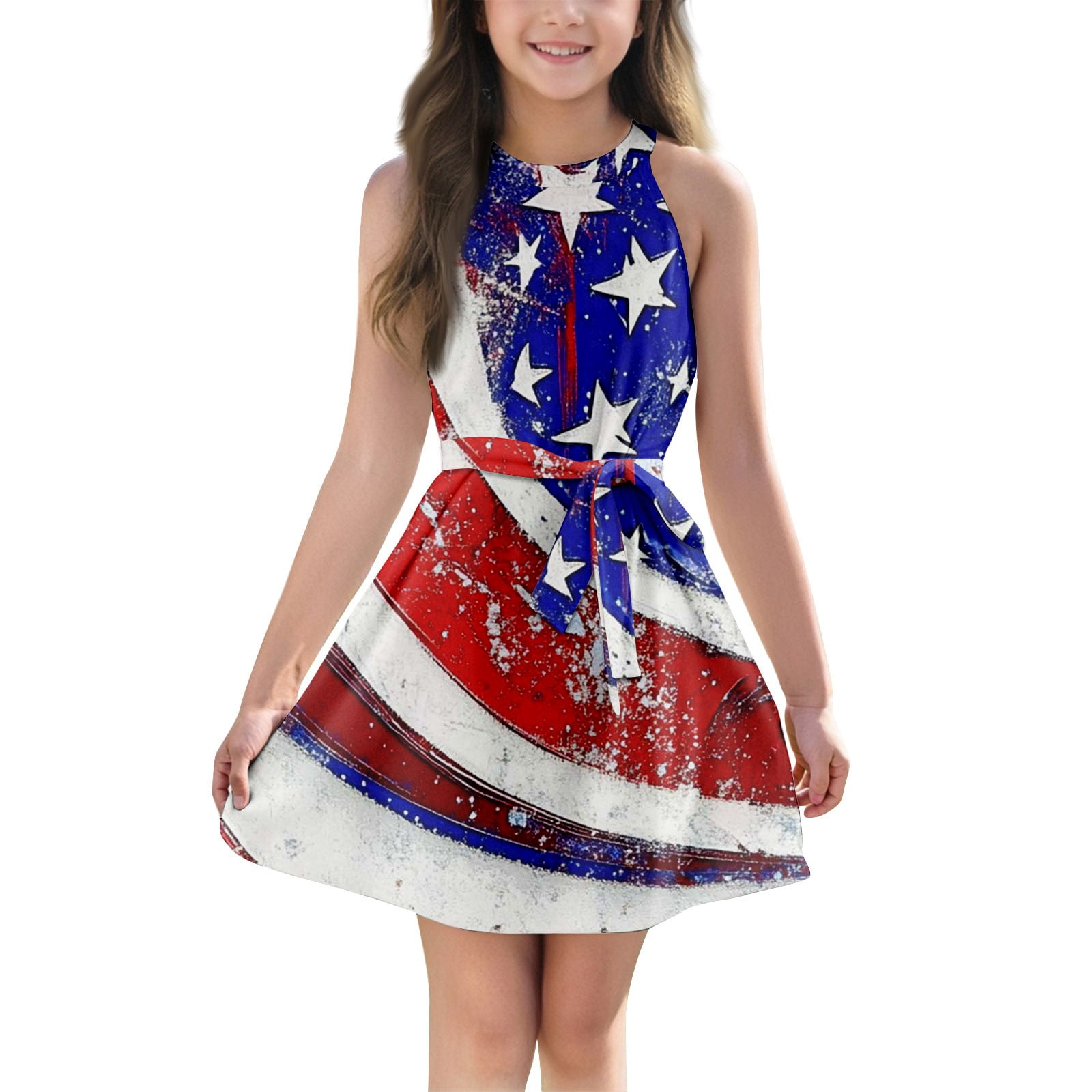 Girls Dresses American Flag Dresses Size 10-12 Stars Striped Halter ...