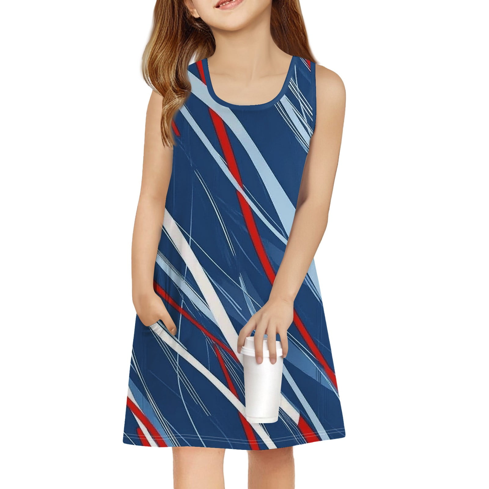 Girls Dresses American Flag Dresses Size 10-12 Stars Striped Sleeveless ...