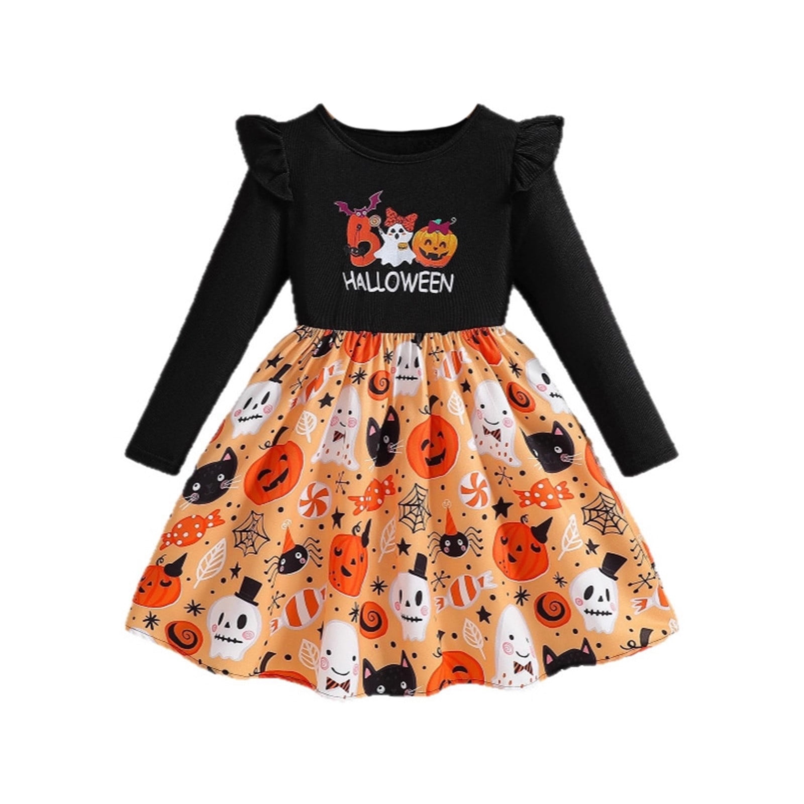 Girls' Dresses Girls Halloween Long Sleeve Fashion Bow Tie Flutter ...