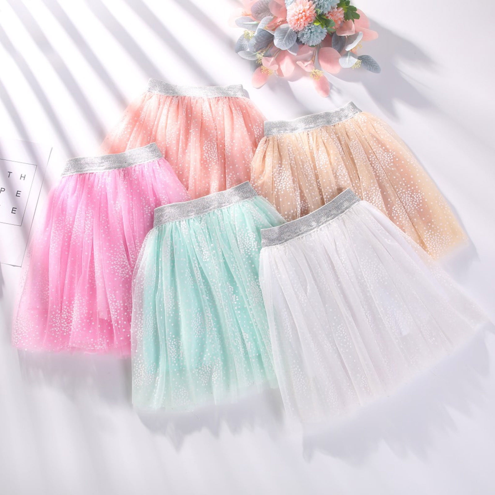 Girls Dresses Kids Ballet Floral Skirts Party Dance Performance Half ...