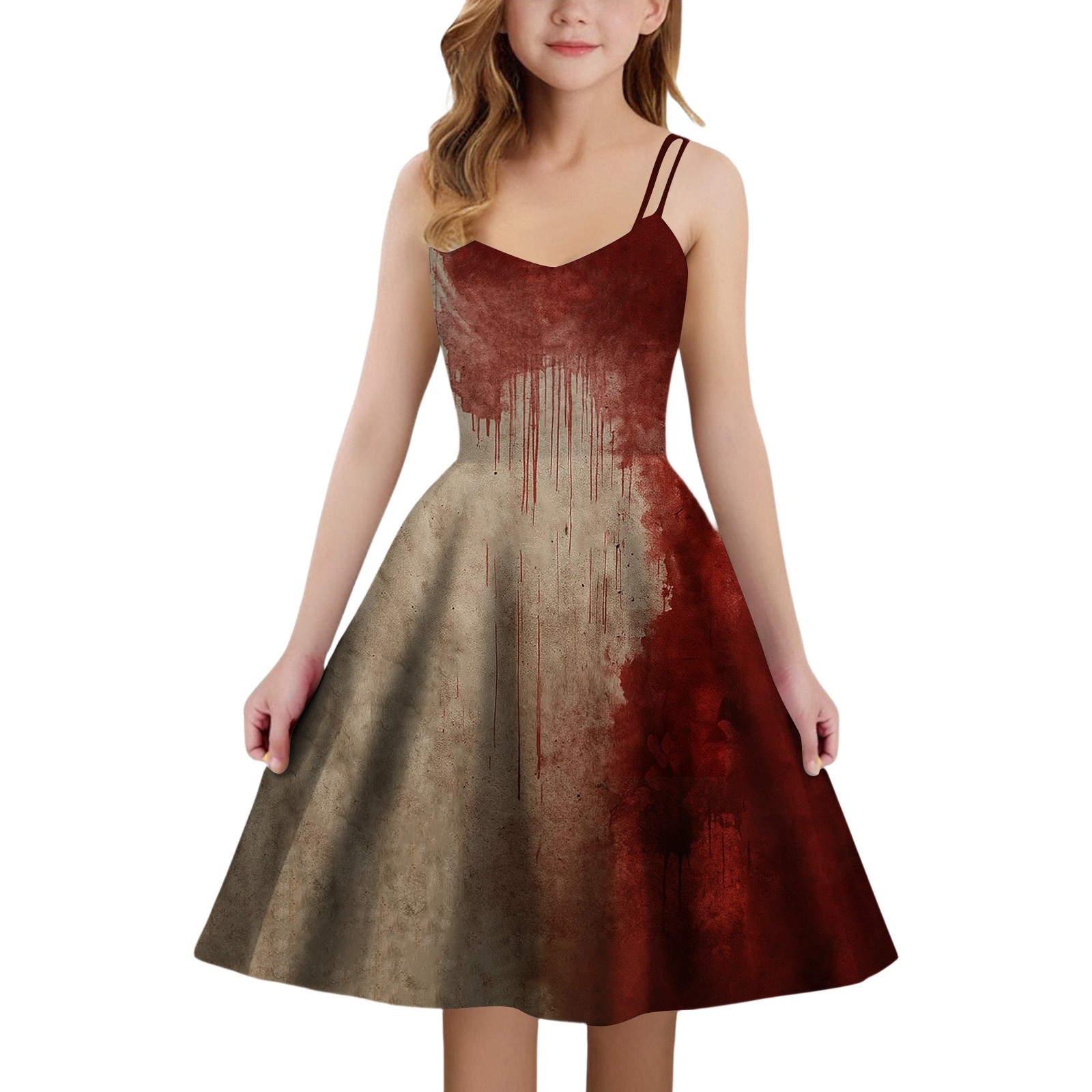 Girls' Dresses Kids Girls Elegant Gothic Formal Gown Blood Stained ...