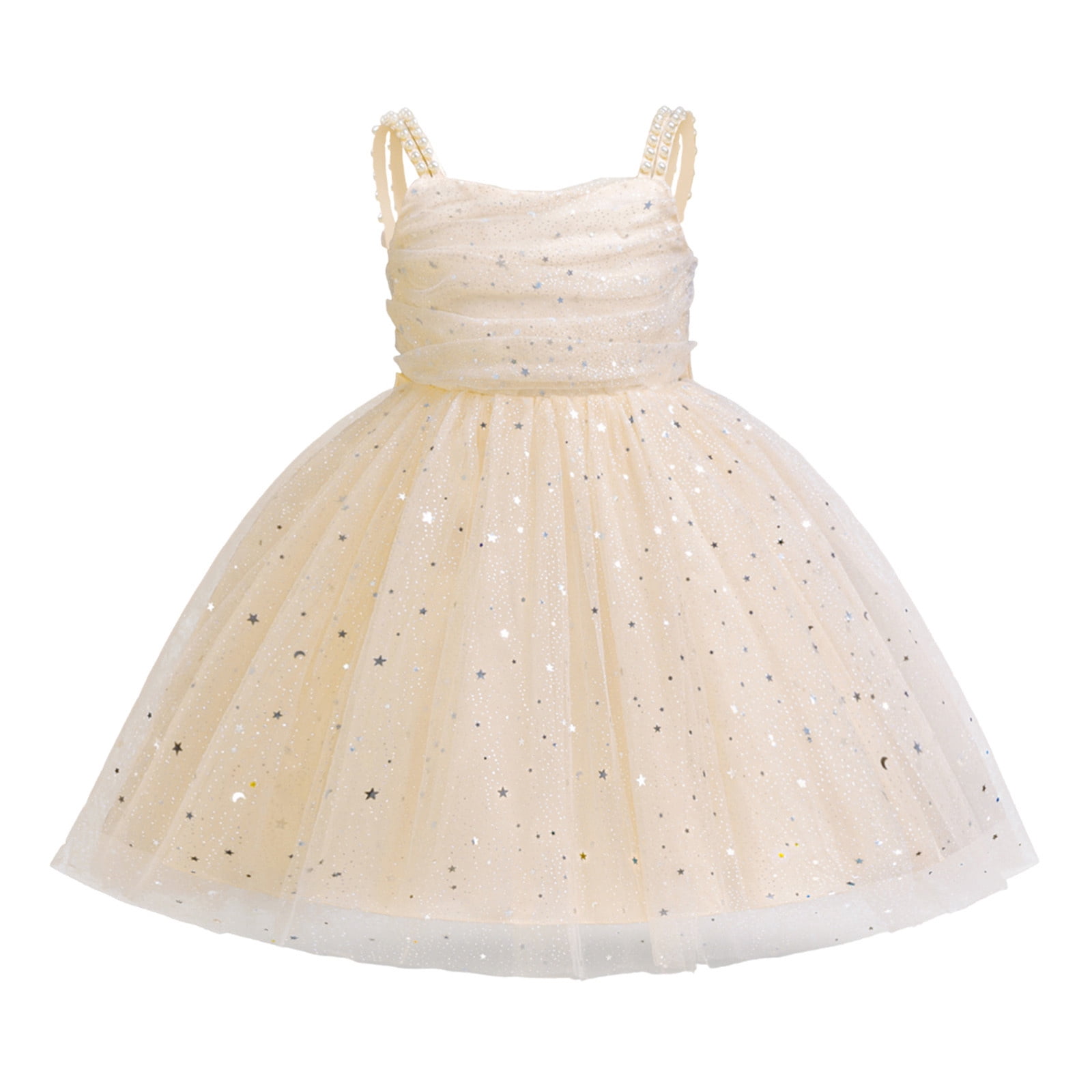 Girls Dresses Party Sleeveless Tutu Gown Beaded Straps Flower Beach ...