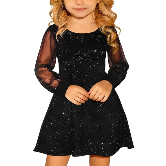 Girls' Dresses Puff Long Sleeve Mesh Casual High Waist A Line Short ...