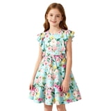 Aideaone Girls Dresses Ruffle Sleeveless A-Line Cute Church Dress ...