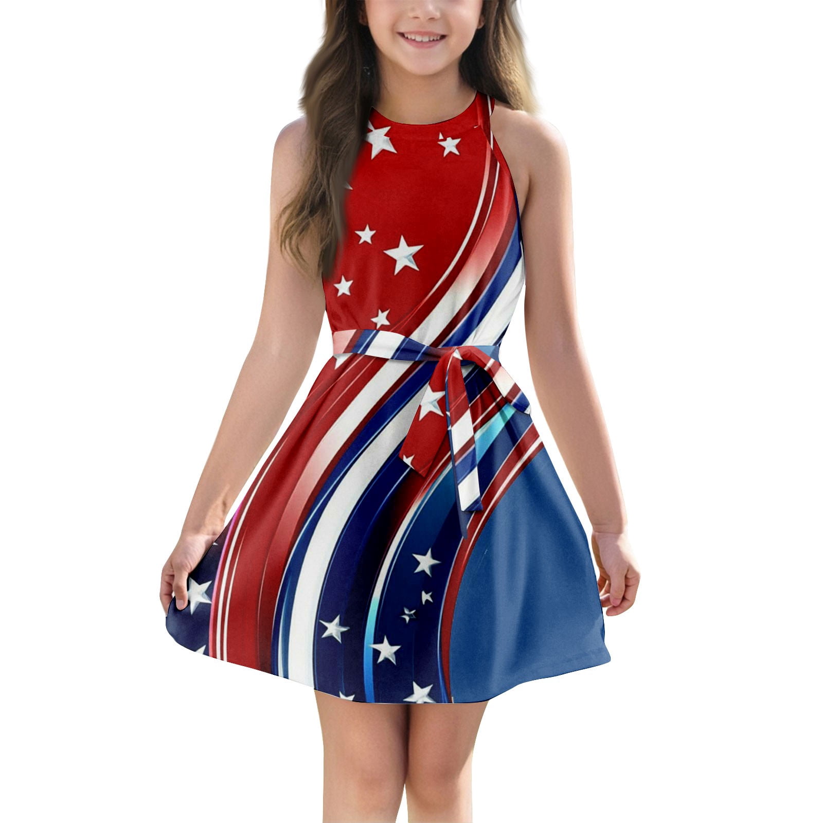 Girls Dresses Size 10-12 American Flag Dresses Halter Dress ...