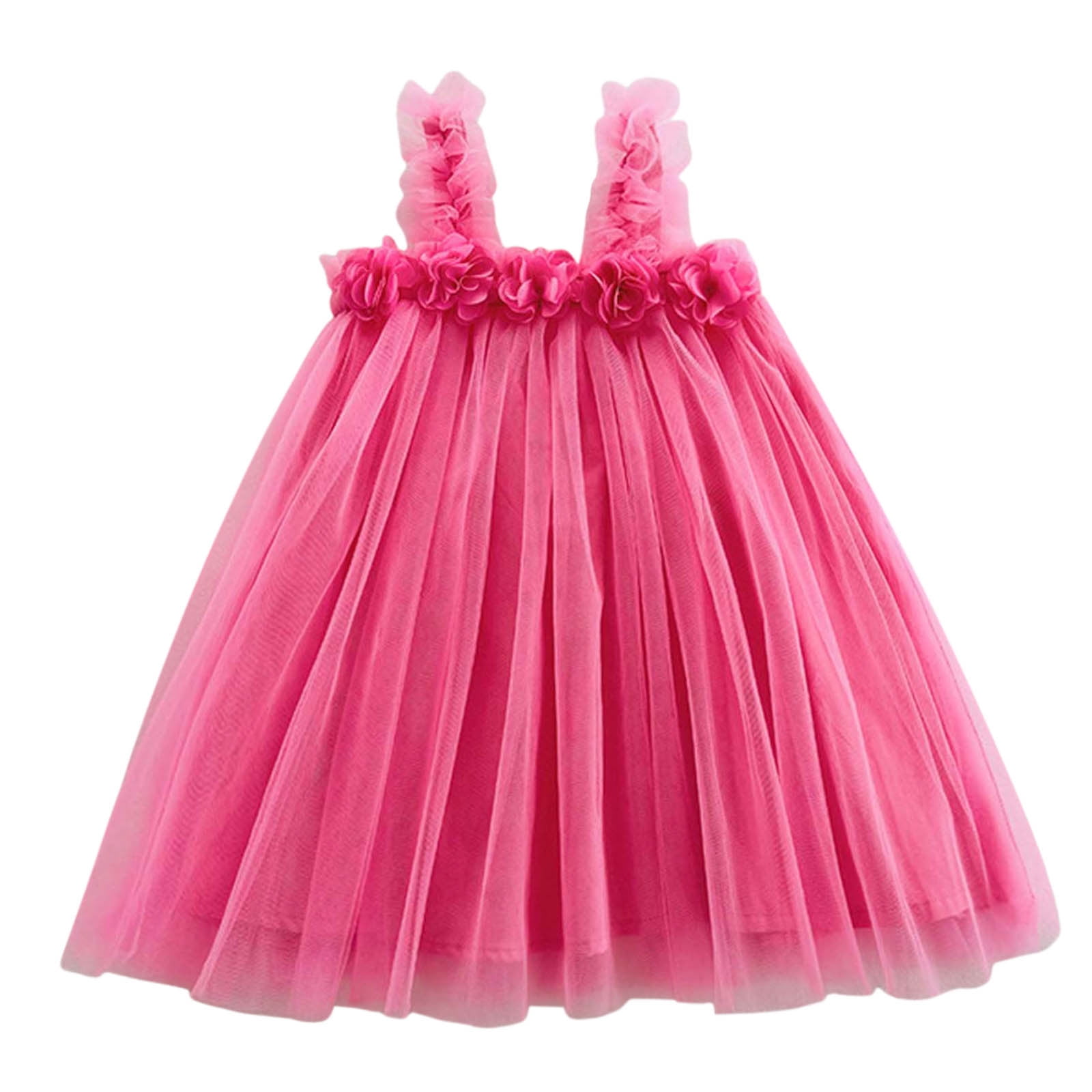 Girls Dresses Size 5 Summer Sleeveless Mesh Flowers Princess Dresses ...
