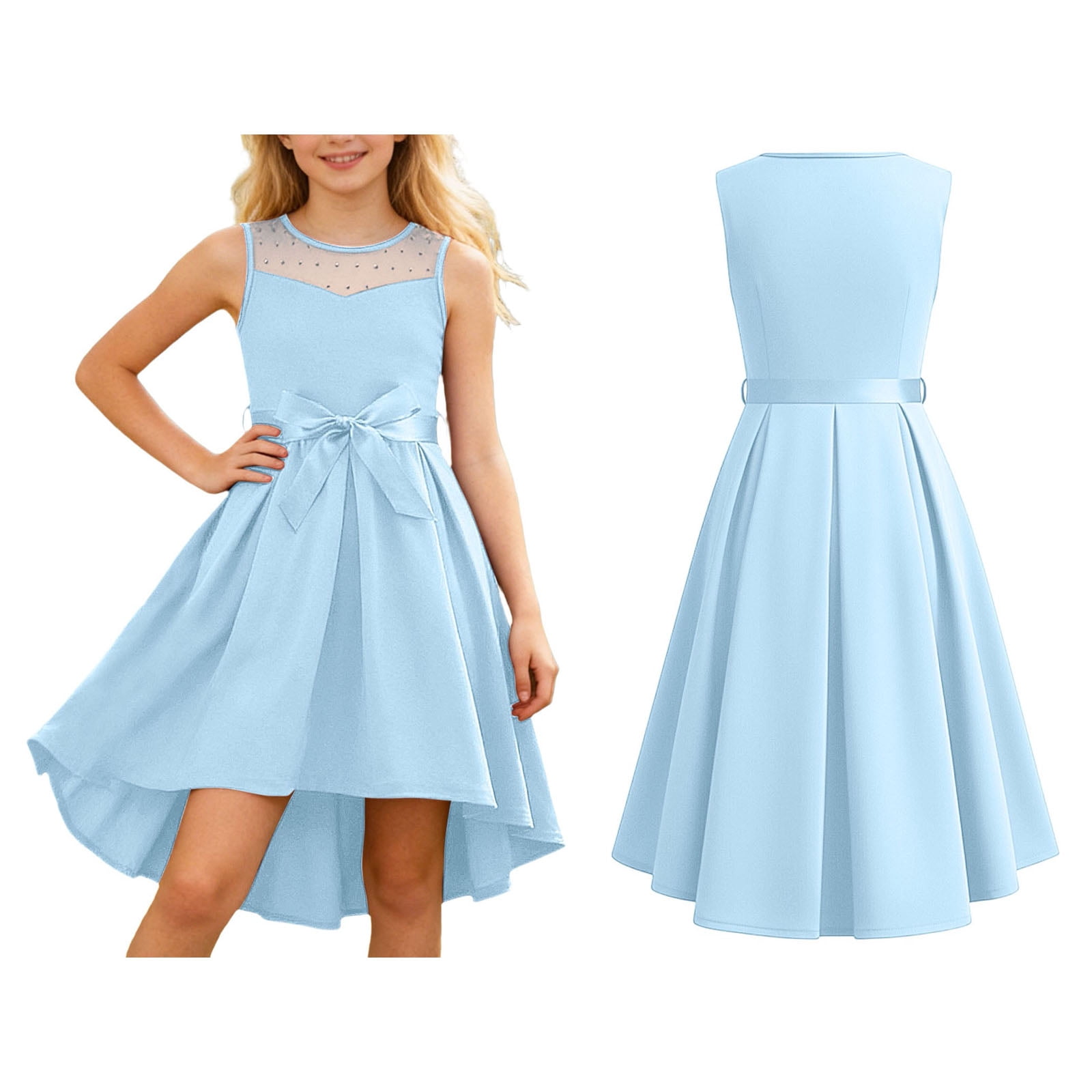 Girls' Dresses Sleeveless Mesh A Line Flowy Swing Dress Graduation ...