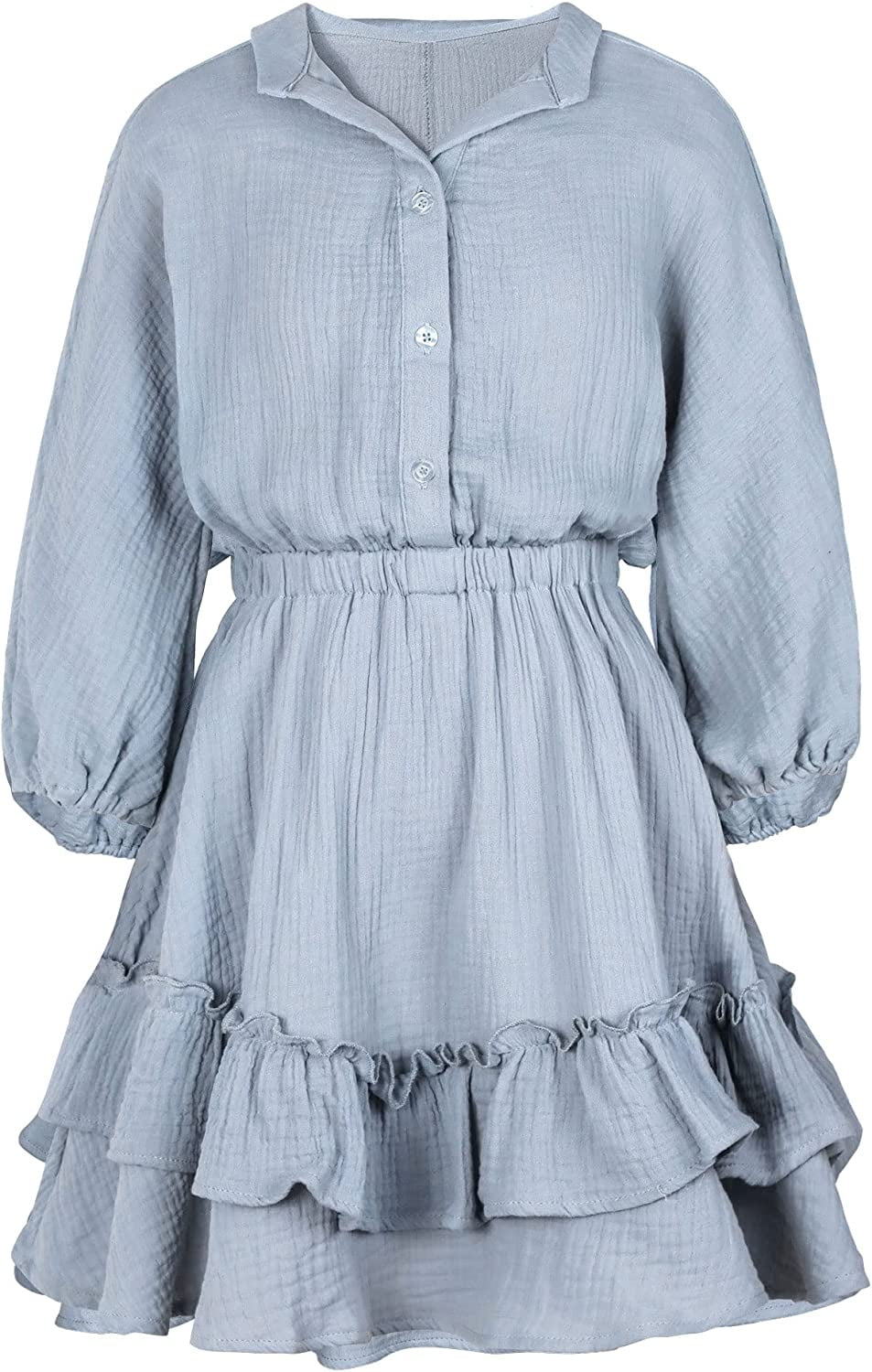 Girls Dresses,Solid Casual Tiered Swing Midi Dress for Girls 12-13 ...
