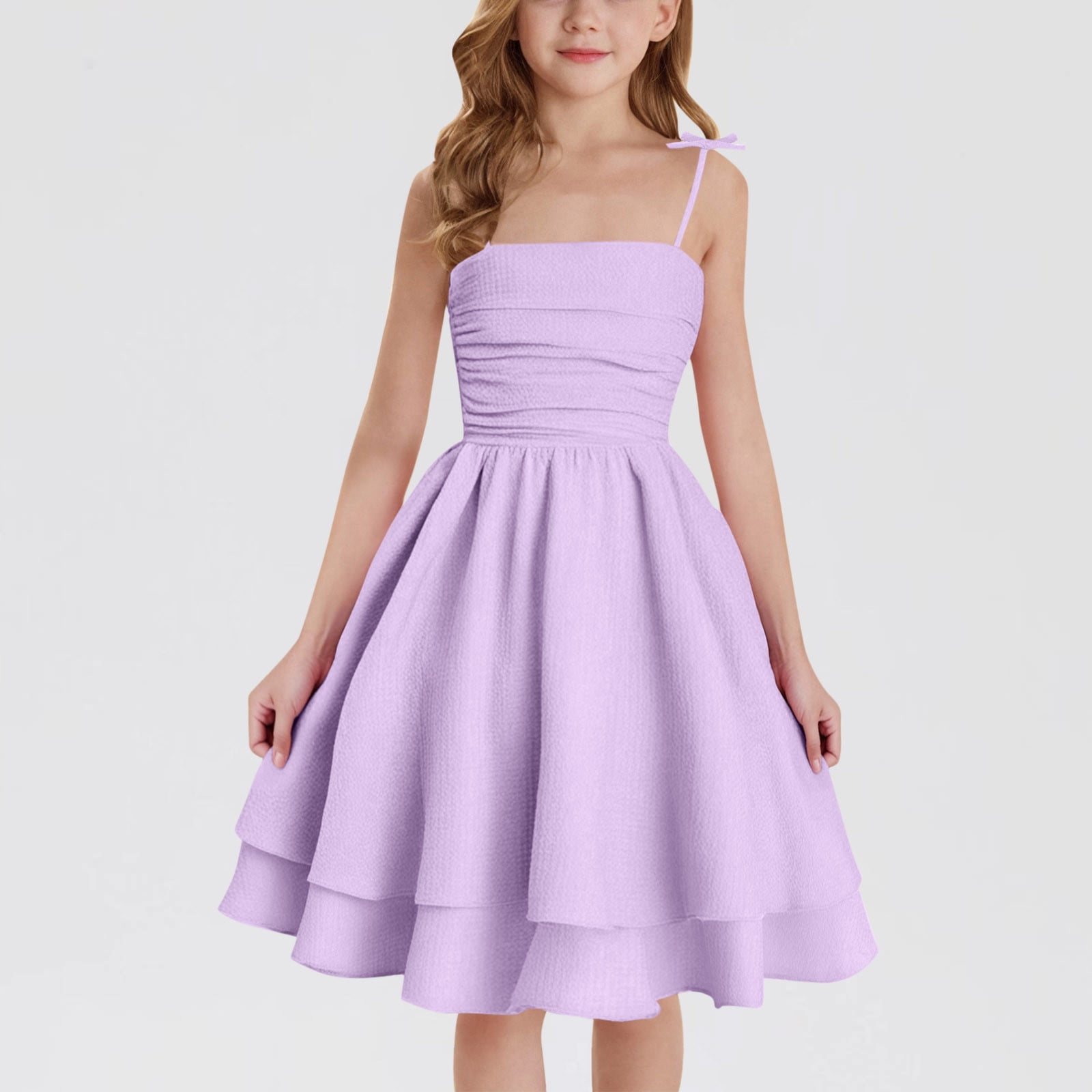 Girls Dresses Spaghetti Strap Sundresses Summer Size 8-15 Teens Kids ...